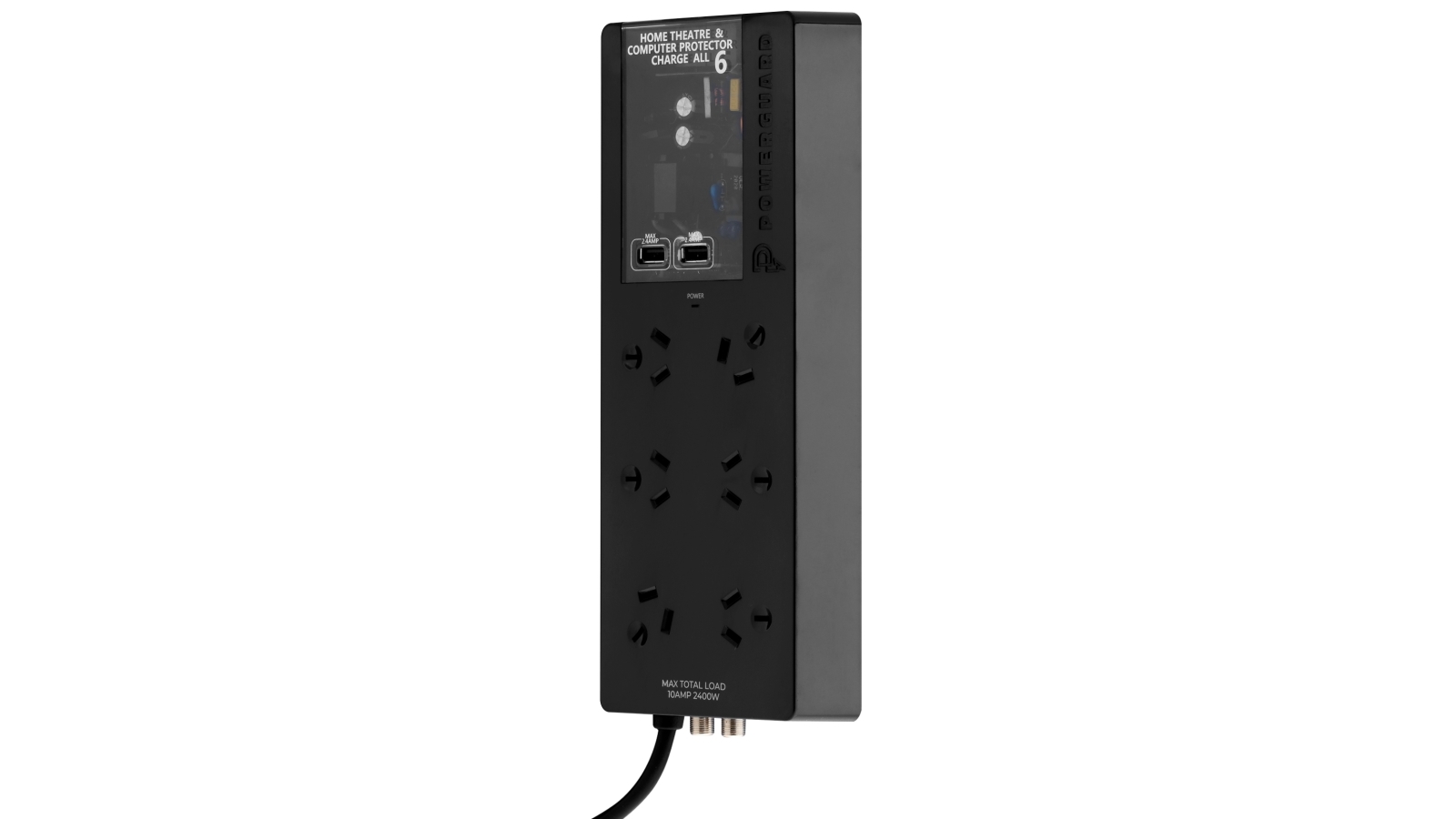 PowerGuard Dual Outlet with ADSL/Ethernet Protection - Black | Domayne
