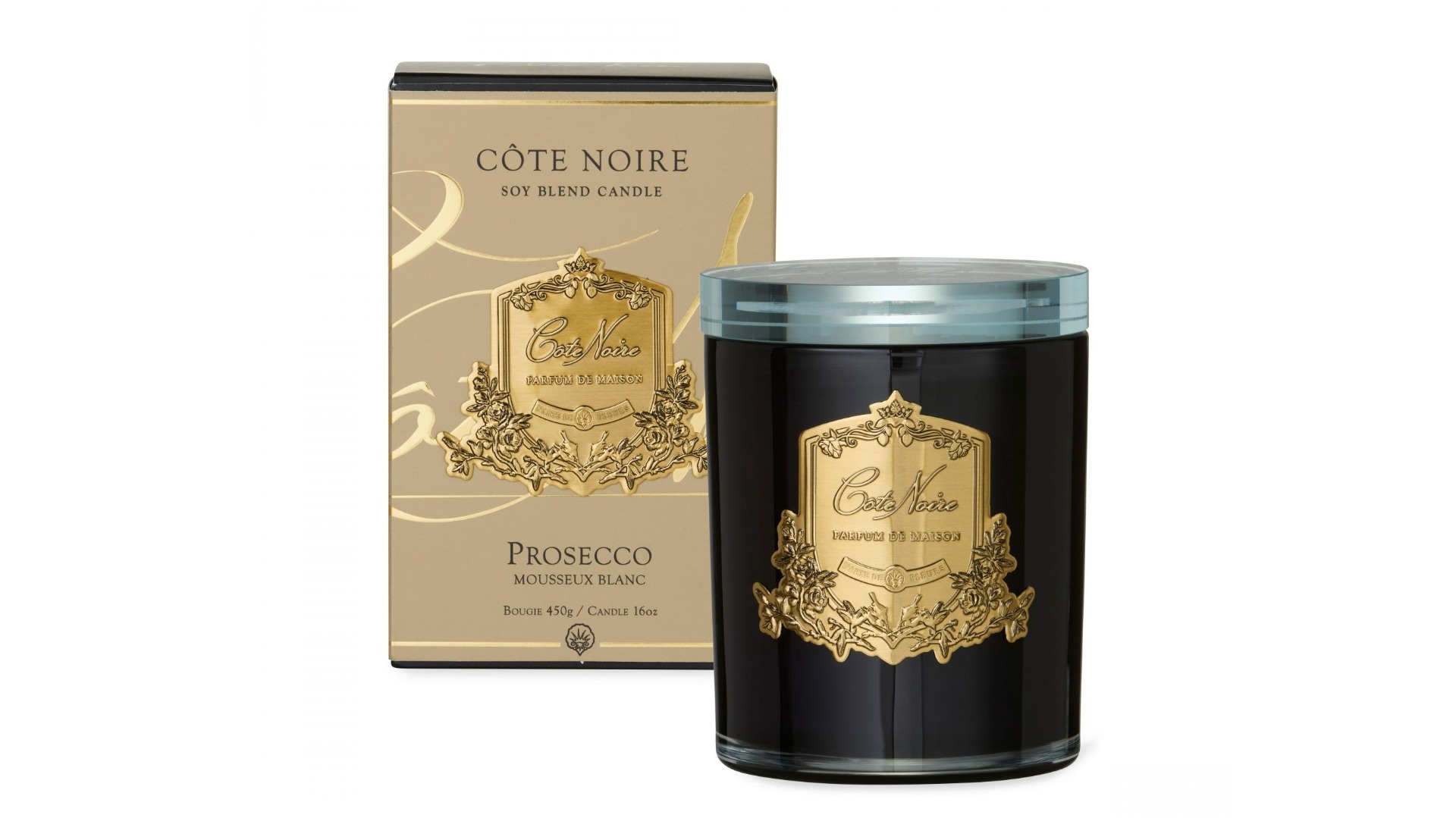 Cote Noire Gold Badge Prosecco 450g Candle | Domayne