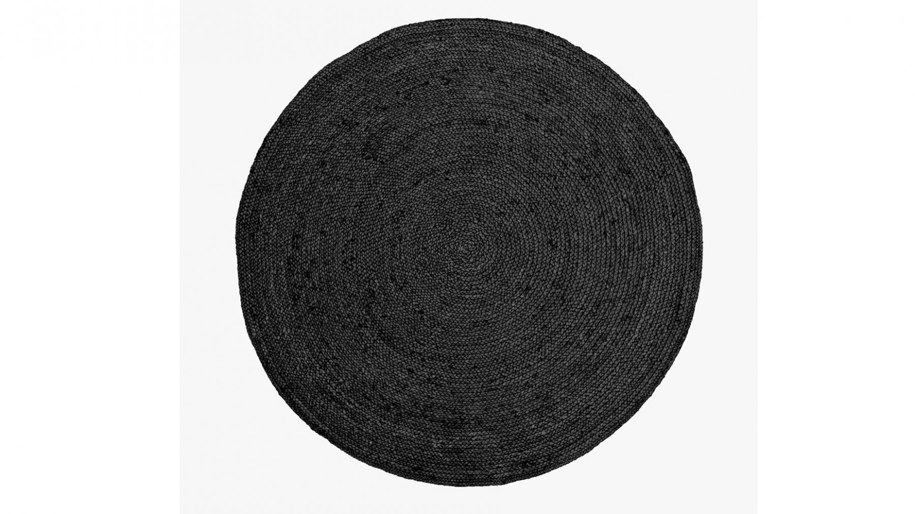 Aura Jute Round Rug - Black | Domayne