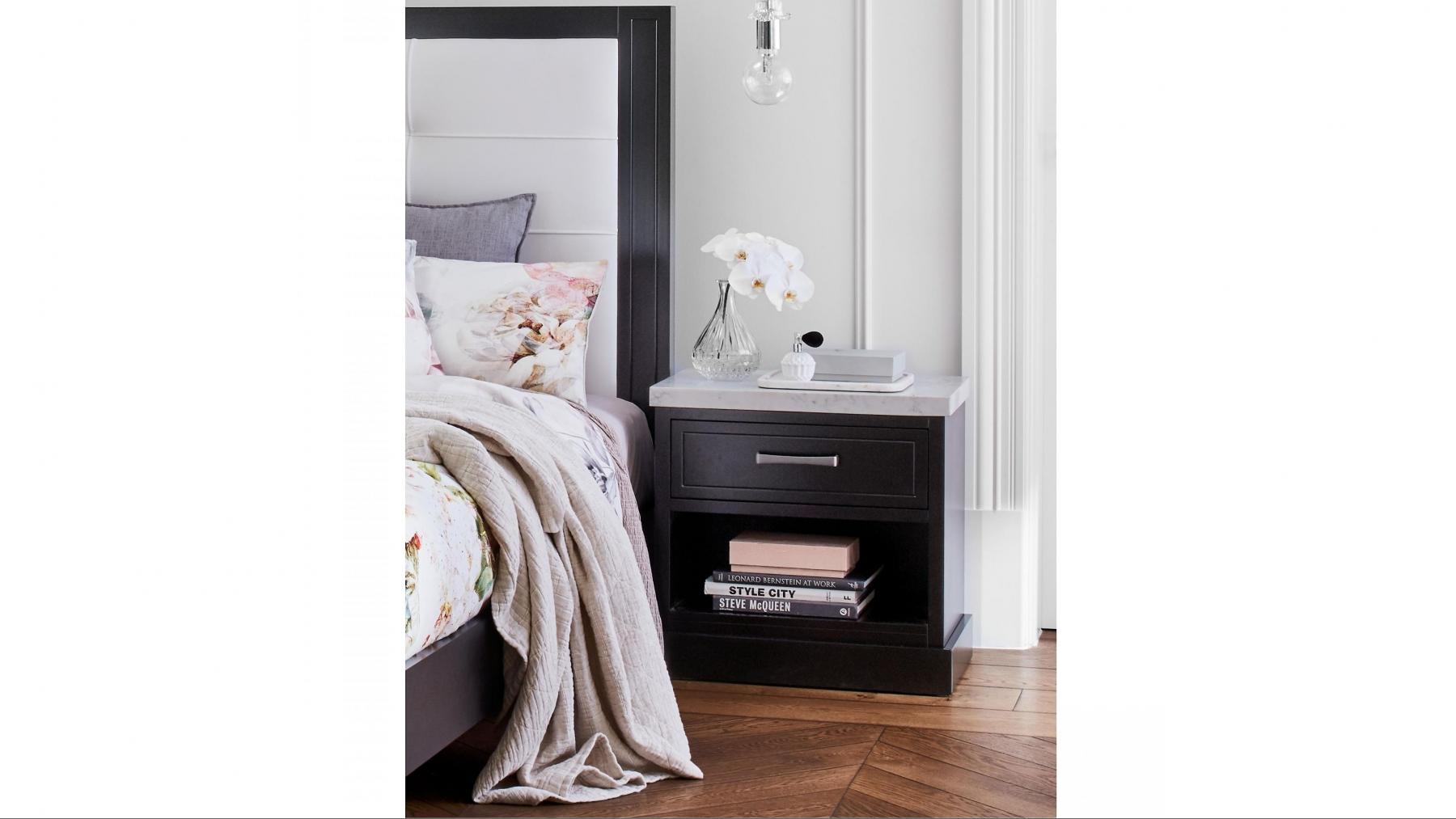 Montauk Black Bed with Warwick Lustrell | Domayne