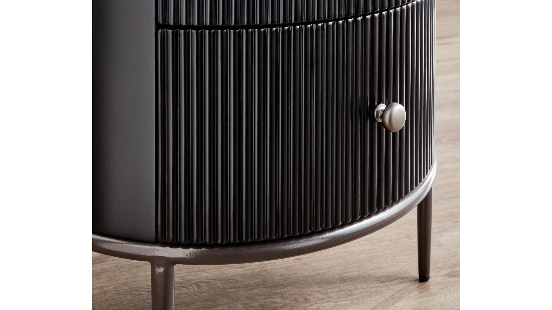 Coco Fluted Bedside Table - Black | Domayne