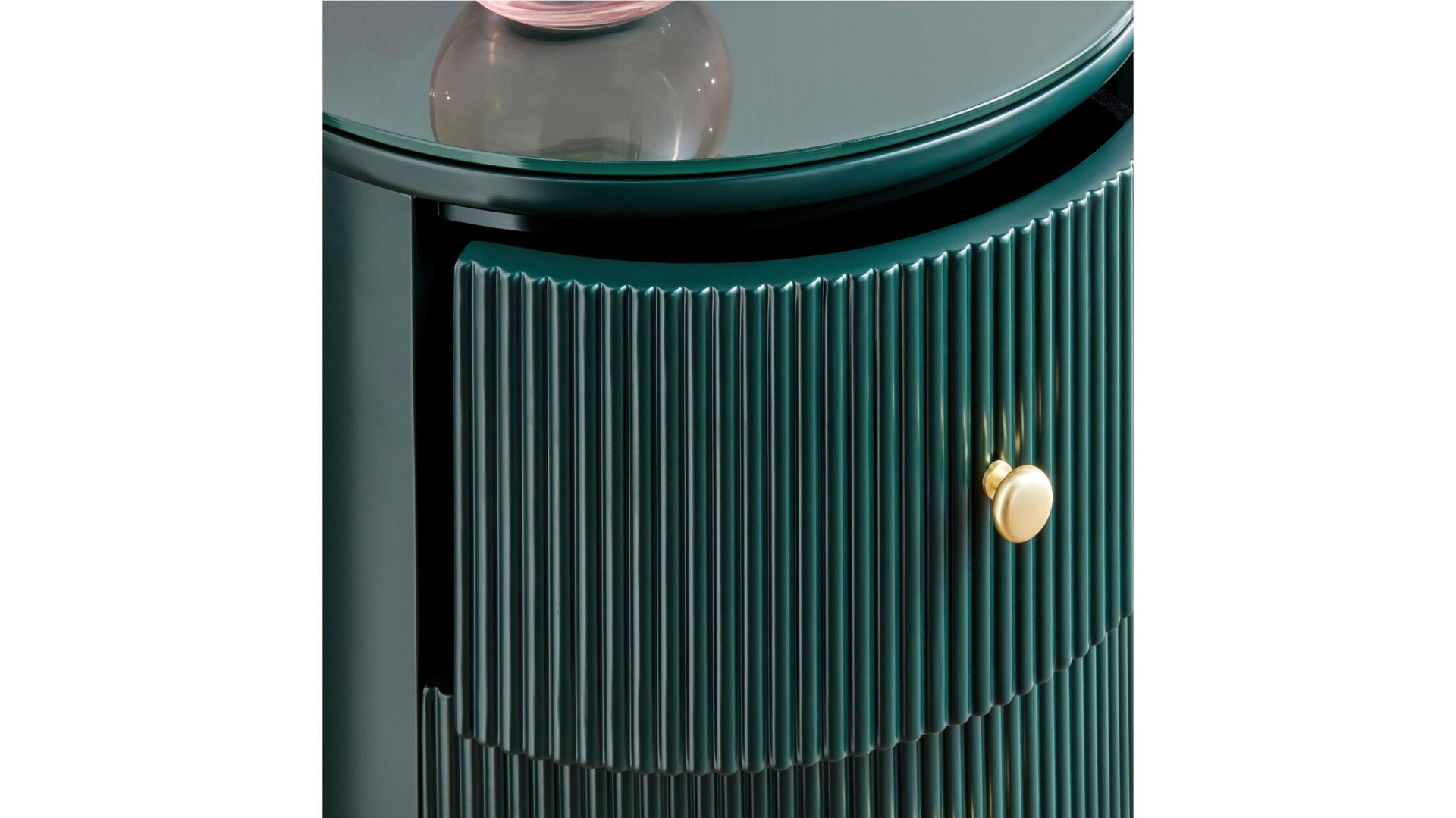 Coco Fluted Bedside Table - Green | Domayne