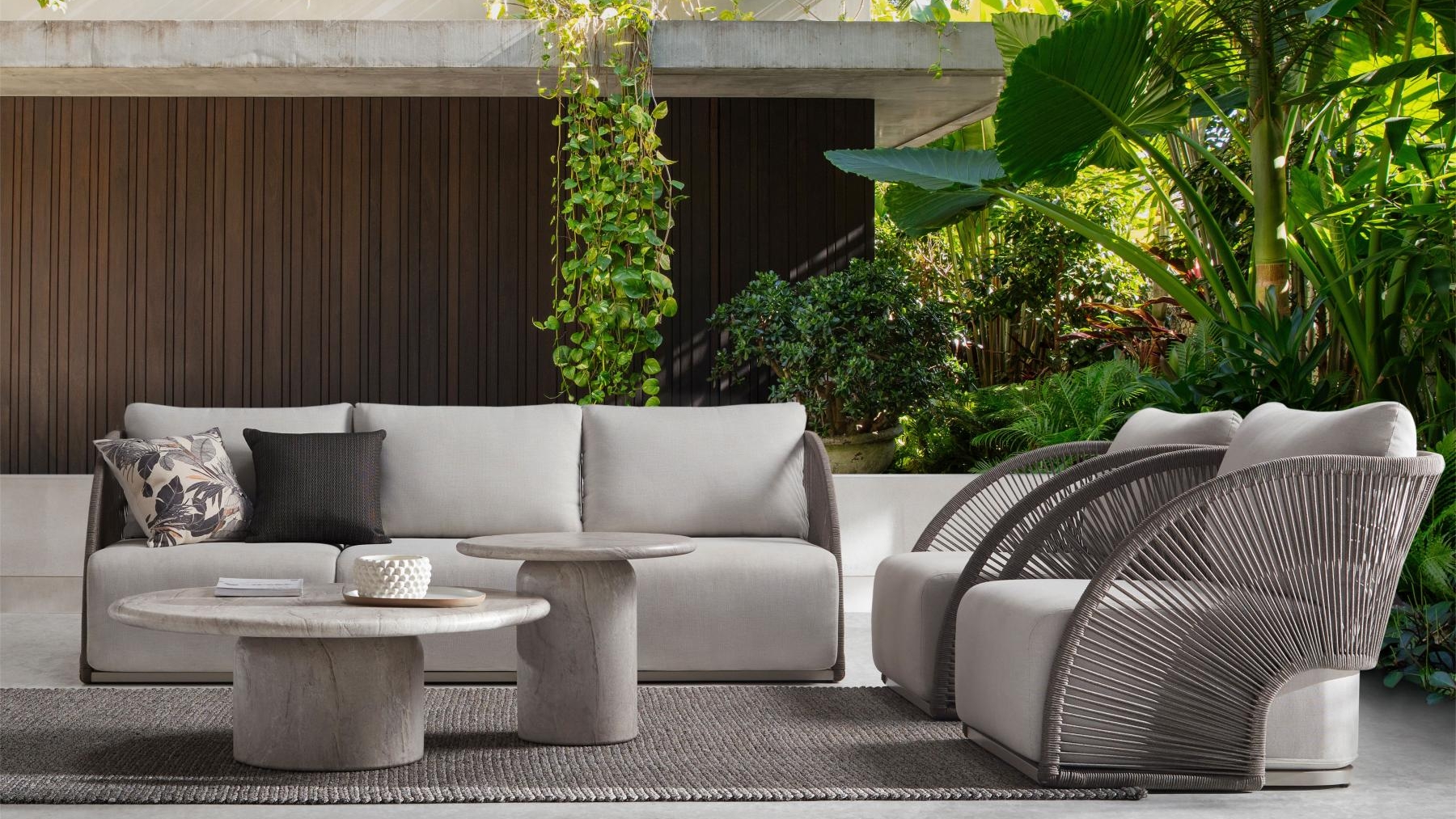 Sascha Outdoor Side Table in Slate | Domayne