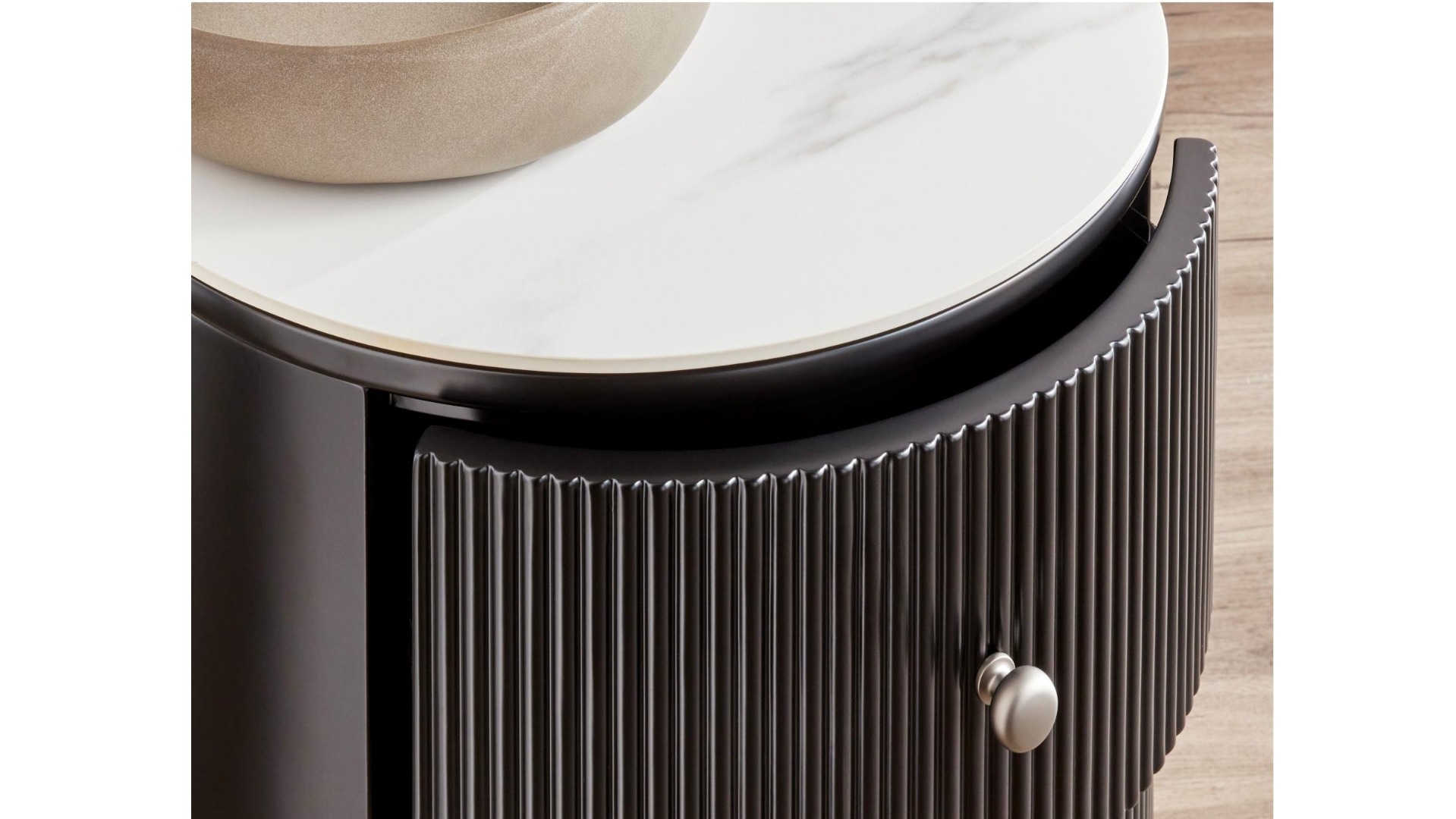 Coco Fluted Bedside Table - Black | Domayne