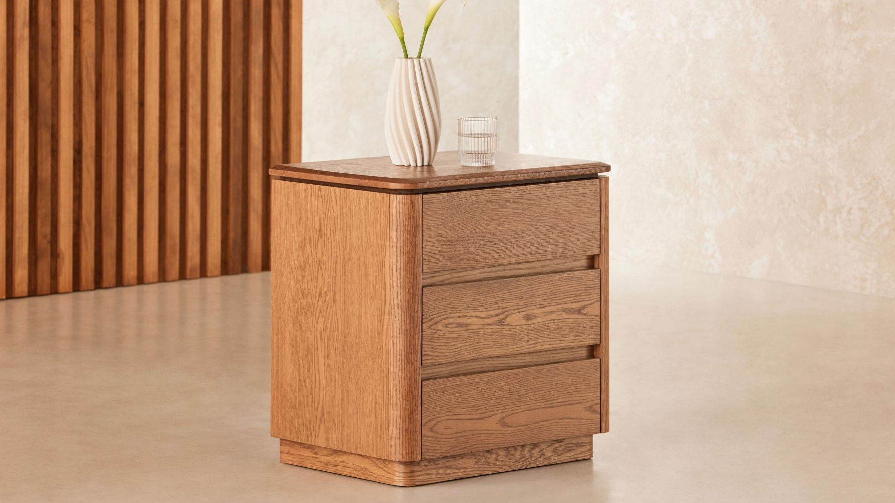 Ora 3-Drawer Standard Bedside Table | Domayne
