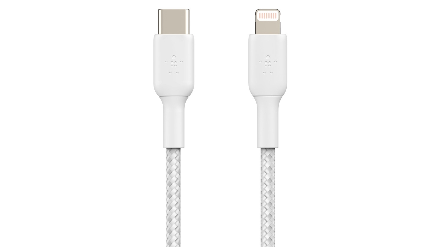 Belkin BoostCharge 2m UCB-C to Lightning Braided Cable - White | Domayne