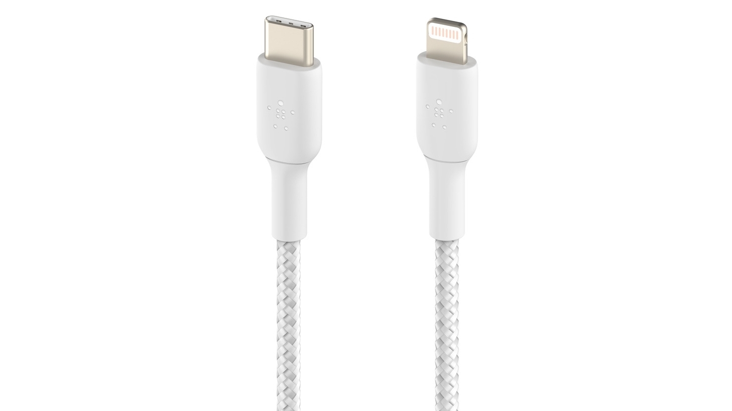 Belkin BoostCharge 2m UCB-C to Lightning Braided Cable - White | Domayne