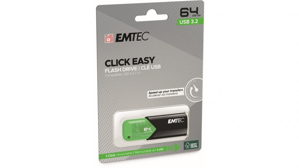 Emtec Click Easy 64GB USB 3.2 Flash Drive | Domayne