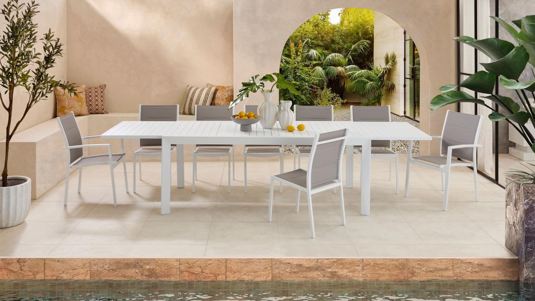 Harmony Outdoor Extension Dining Table in White | Domayne