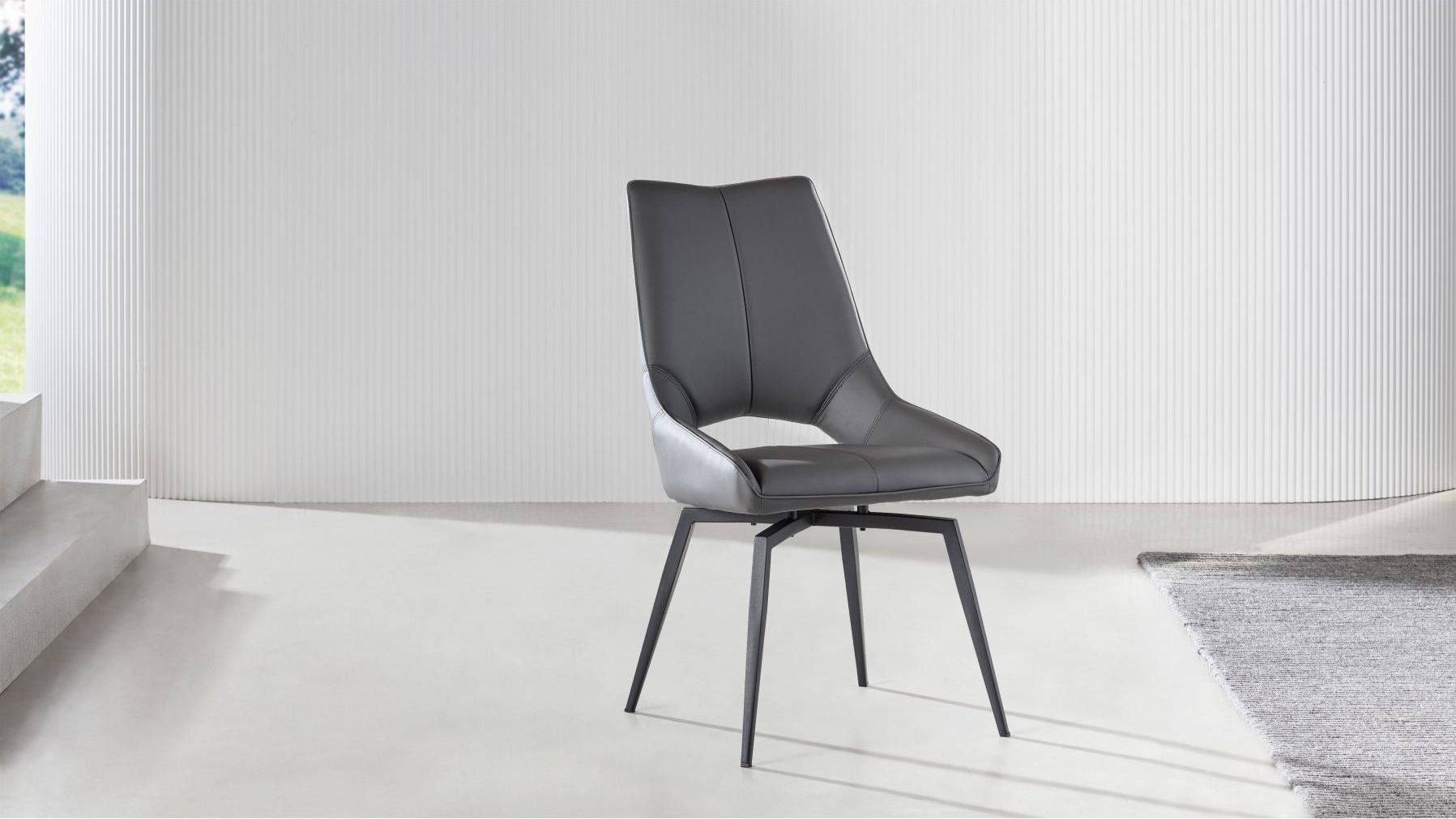 Vienna Dining Chair in Grey PU | Domayne