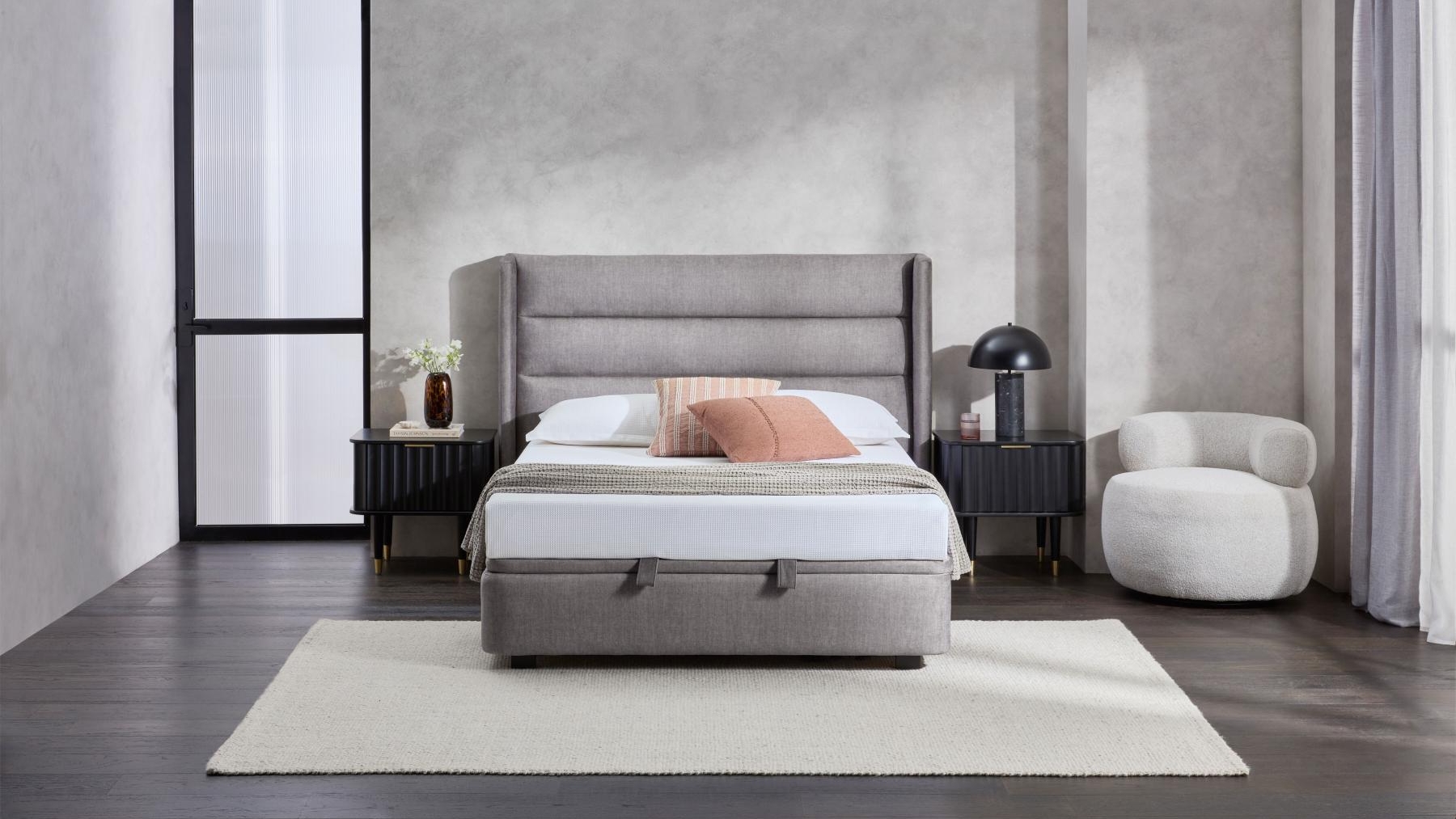 Premier King Auto Lift Surround Bed Base in Vogue Grey | Domayne