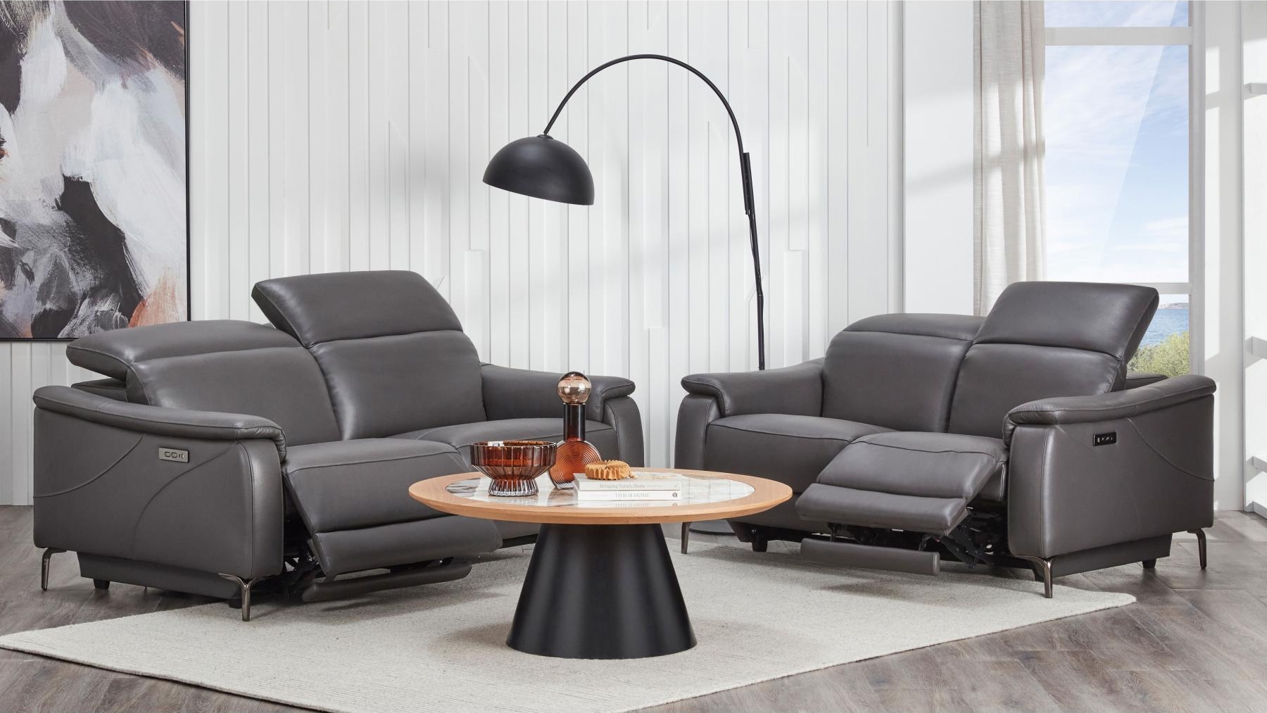 Jade 2-Piece Leather Lounge Package with Twin Electric Reclining ...