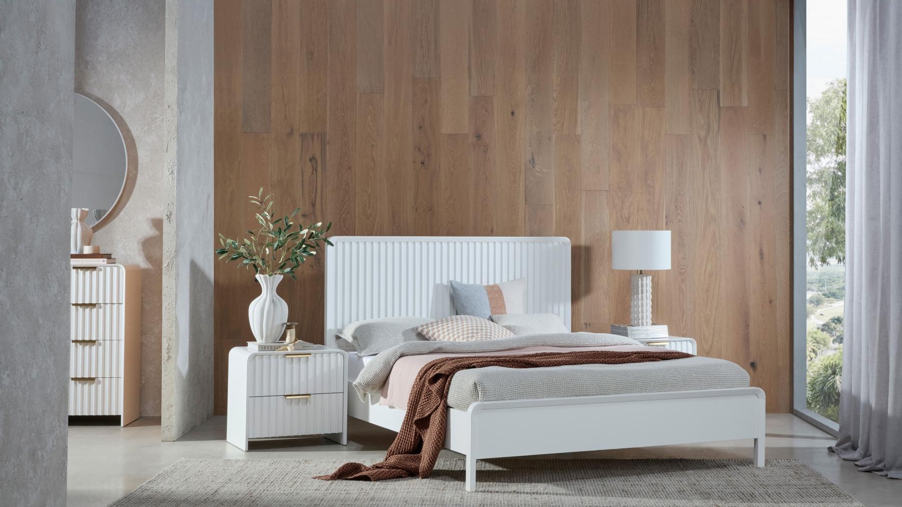 Gus Queen Bed – White | Domayne