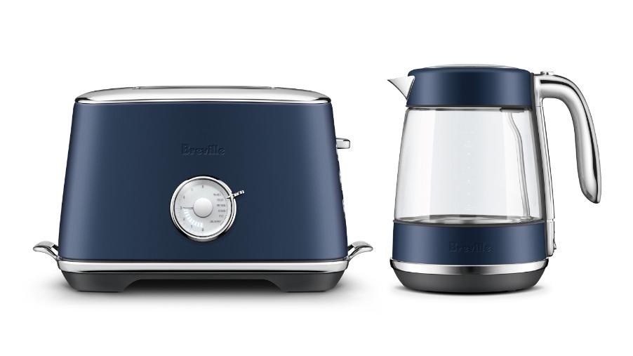 Breville Luxe Glass Kettle and Toast Pack Damson Blue Domayne