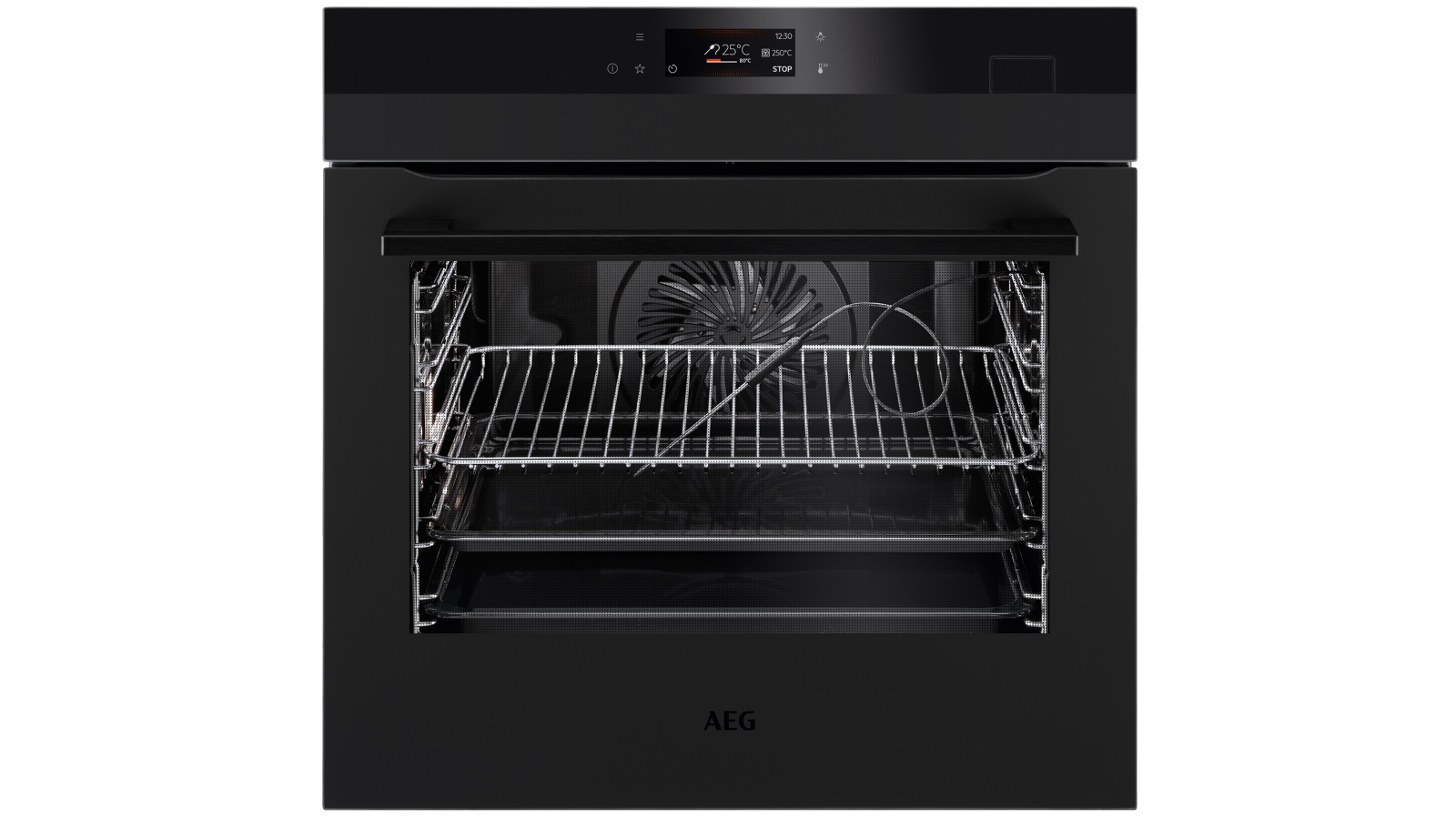 AEG 600mm SteamCrisp Pyroluxe Multi-Function 19 Oven - Matte Black | Domayne