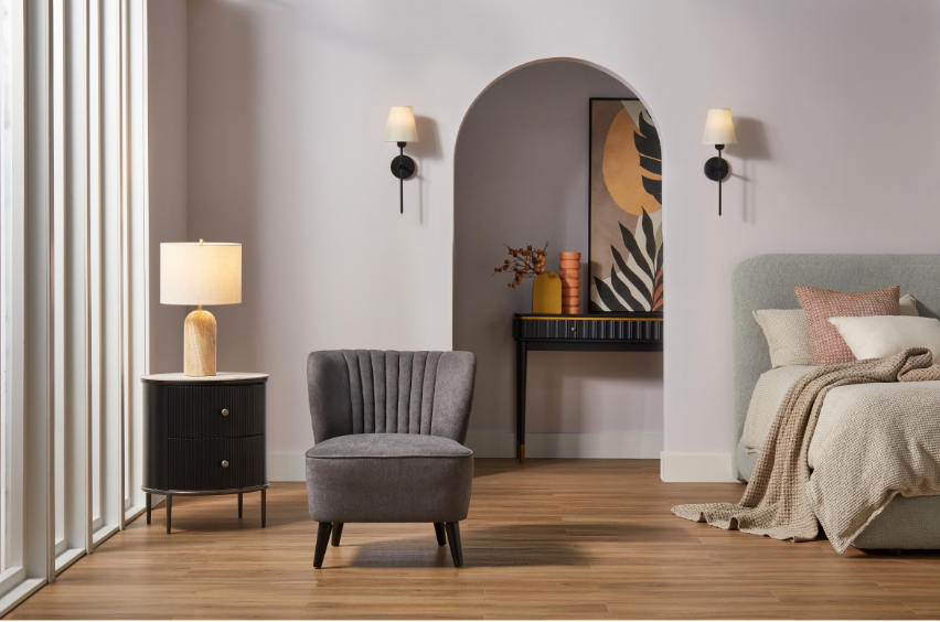 Cleo Armless Chair in Graphite | Domayne