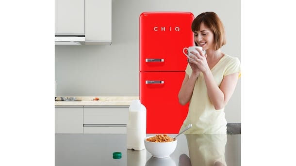CHiQ 202L Retro Style Top Mount Fridge - Red | Domayne