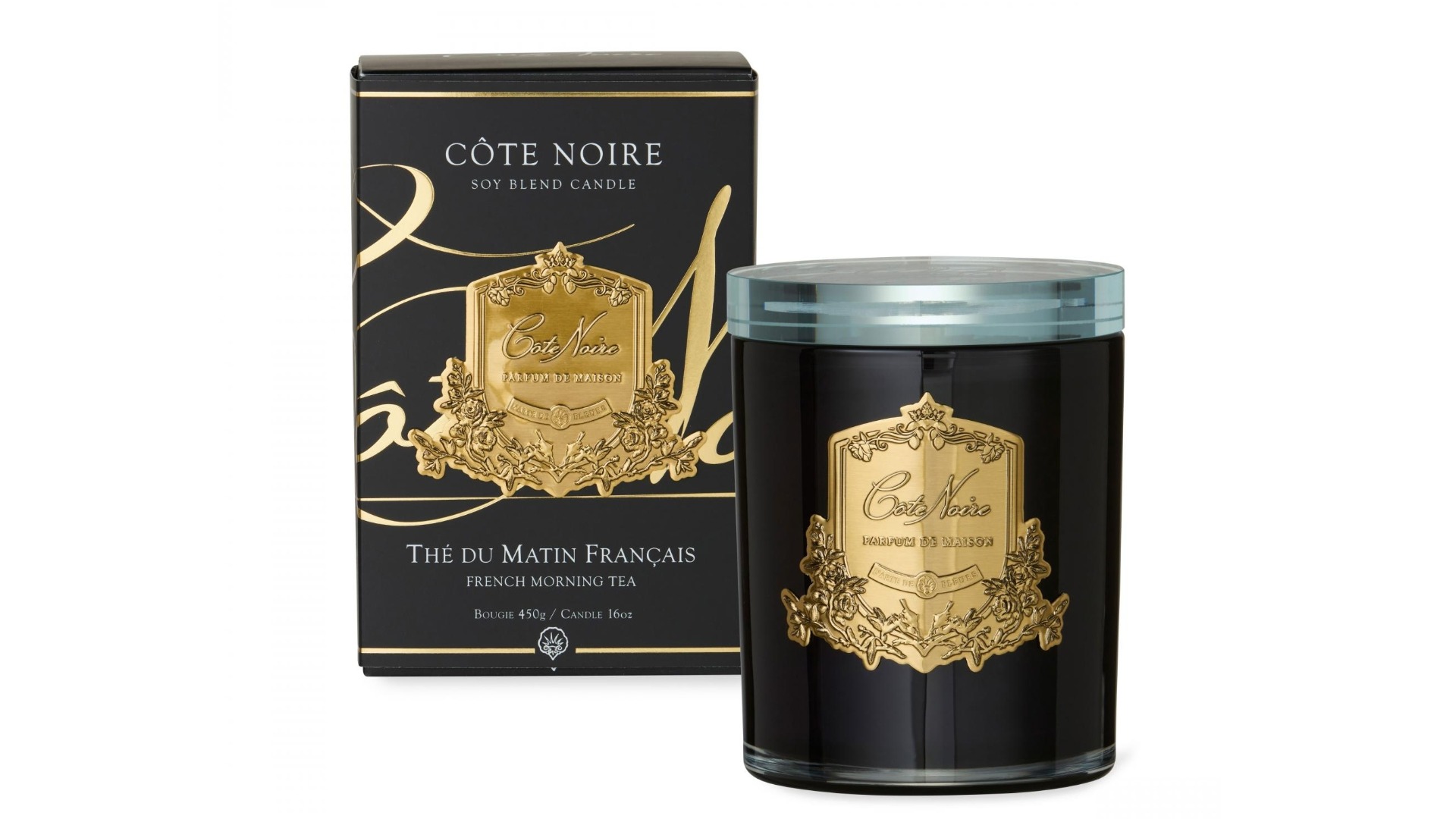 Cote Noire Gold Badge French Morning Tea 450g Candle | Domayne