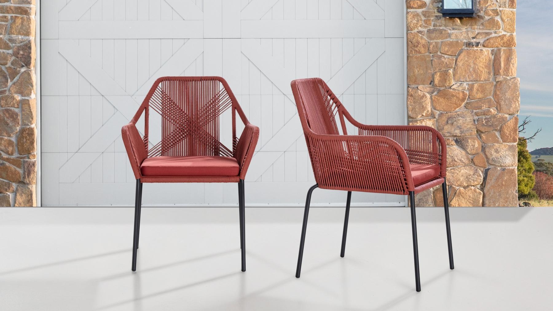 Faro Outdoor Rope Dining Chair - Terracotta | Domayne