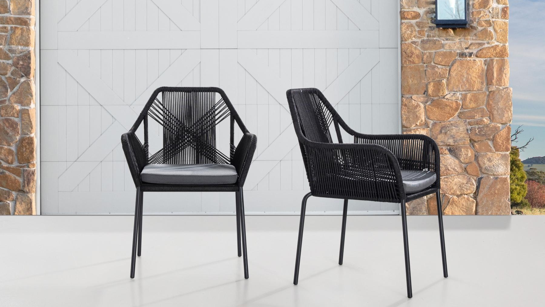 Faro Outdoor Rope Dining Chair Black Domayne