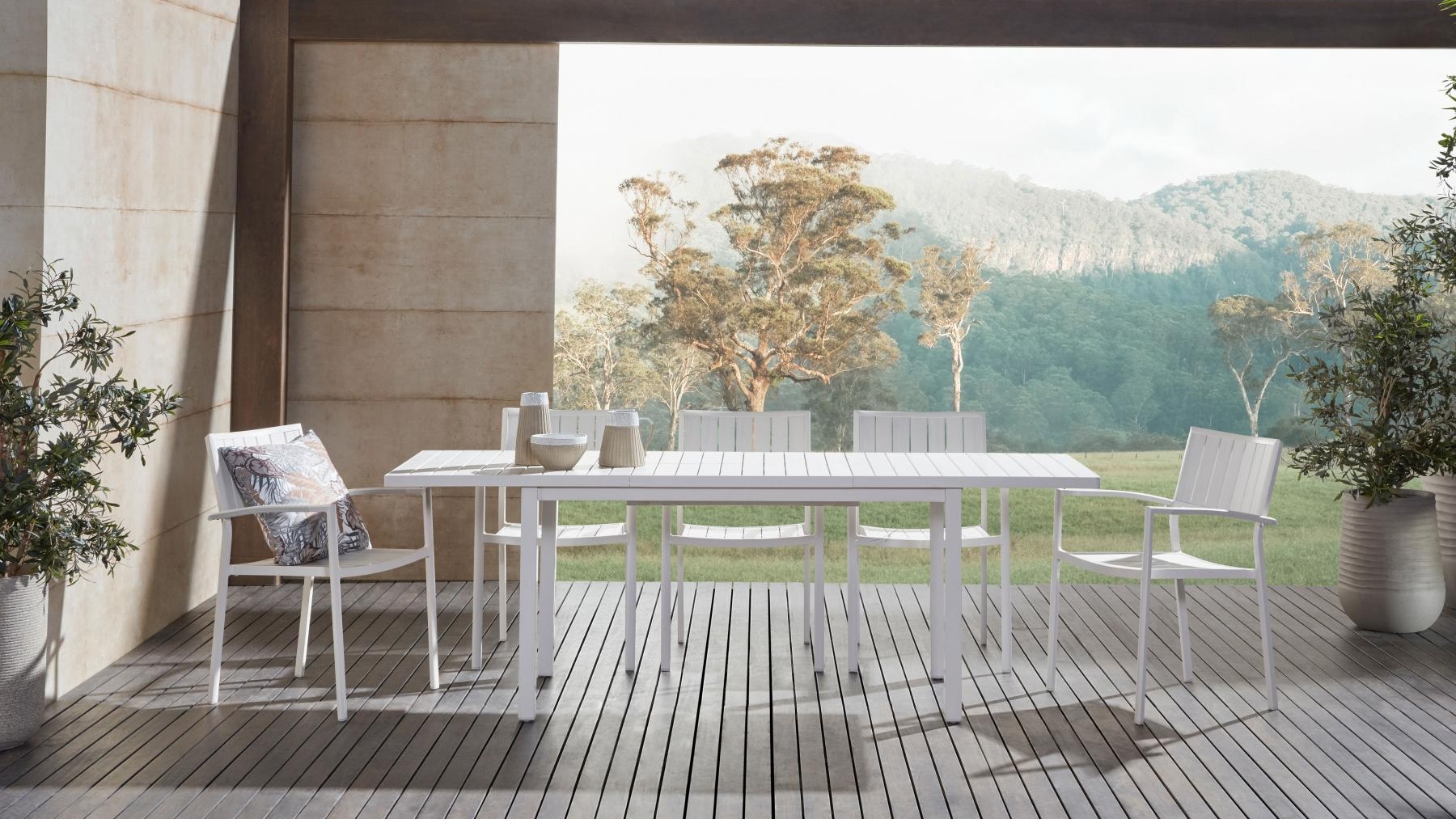 Akira Outdoor 240cm Extension Dining Table - White | Domayne