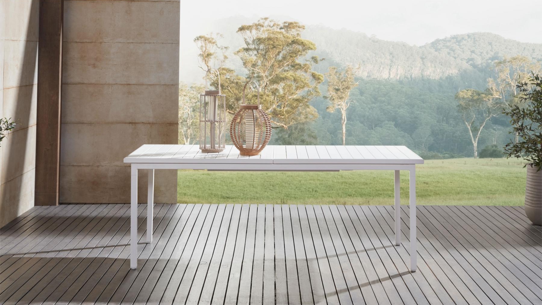 Akira Outdoor 205cm Extension Dining Table - White | Domayne