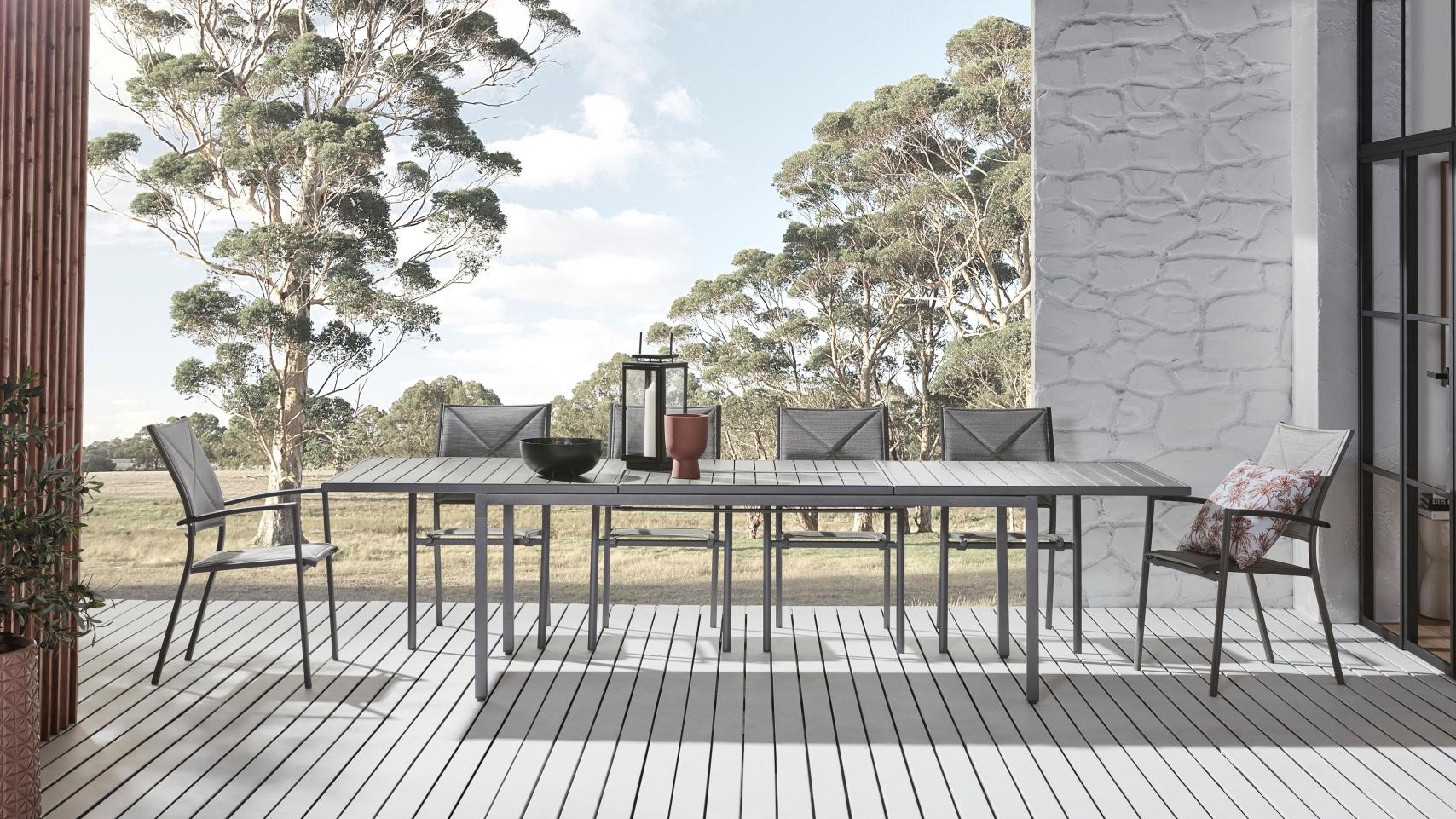 Akira Outdoor 205cm Extension Dining Table - Charcoal | Domayne