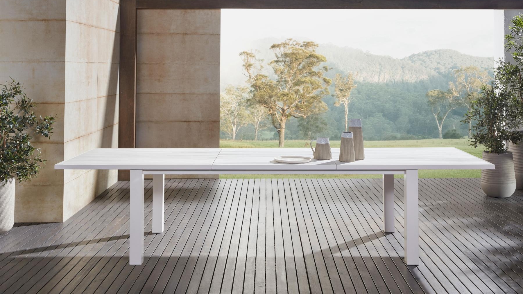 Akira Outdoor 240cm Extension Dining Table - White | Domayne