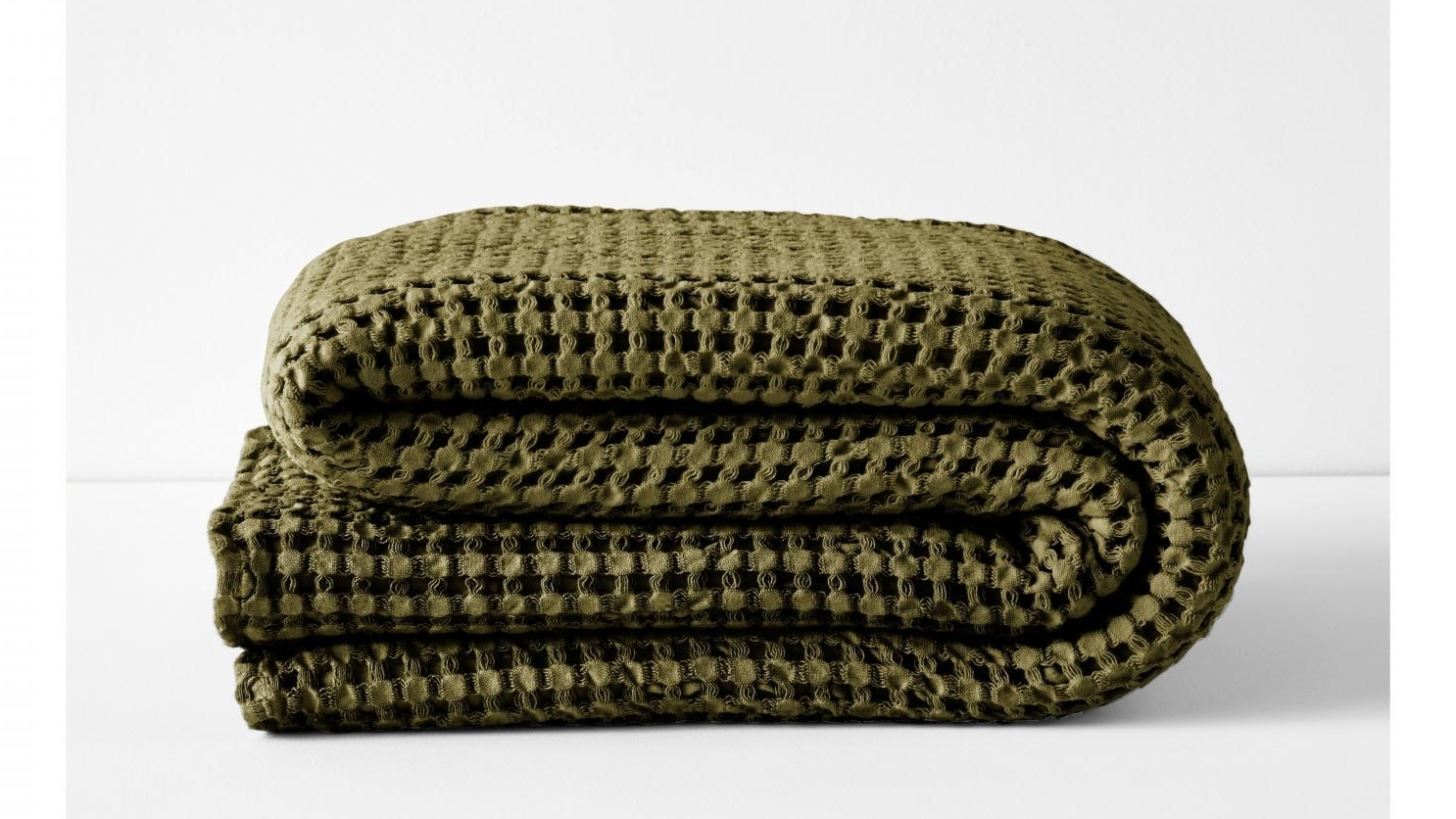 Aura Waffle Caper Throw - 220 x 240cm | Domayne