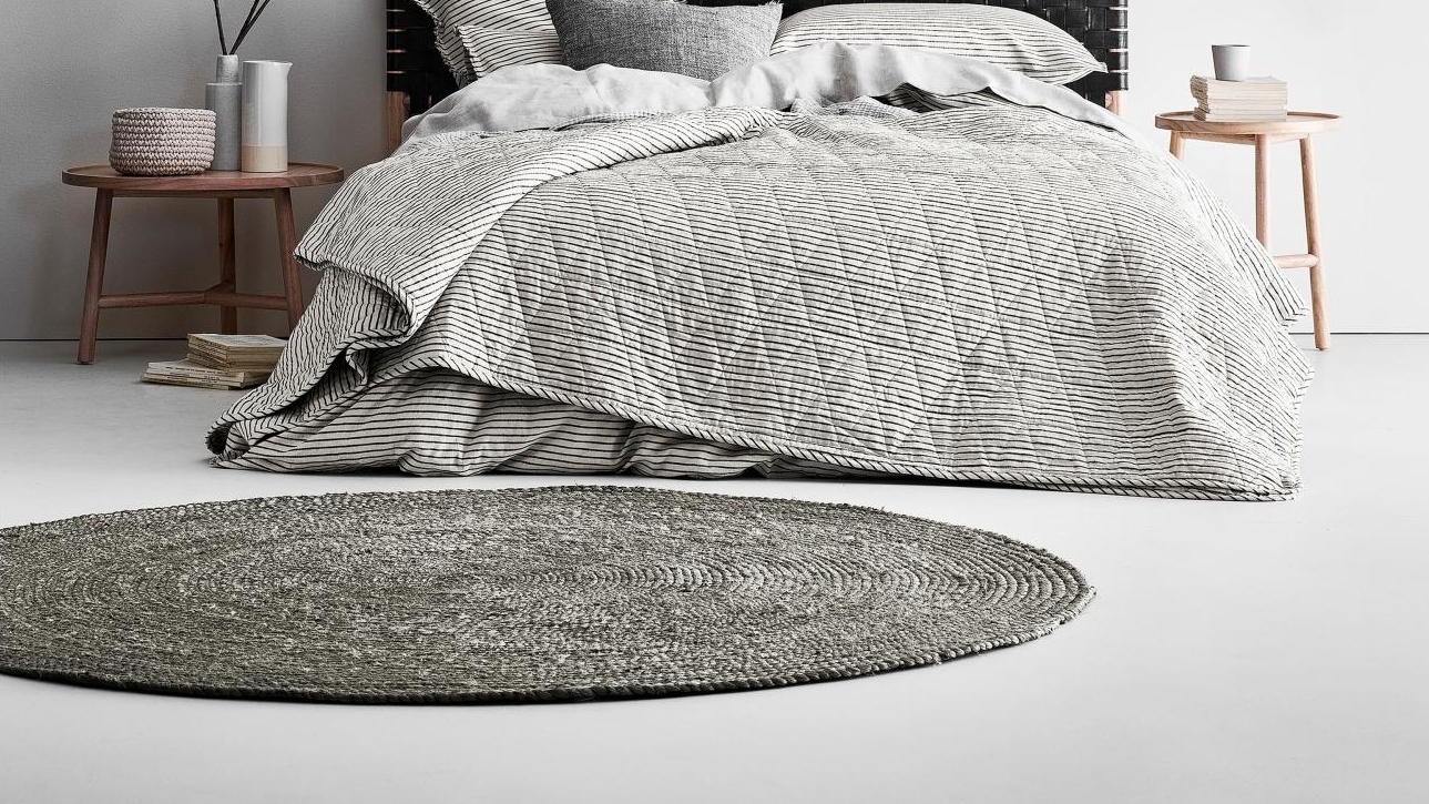 Aura Jute Round Rug - Riverstone | Domayne