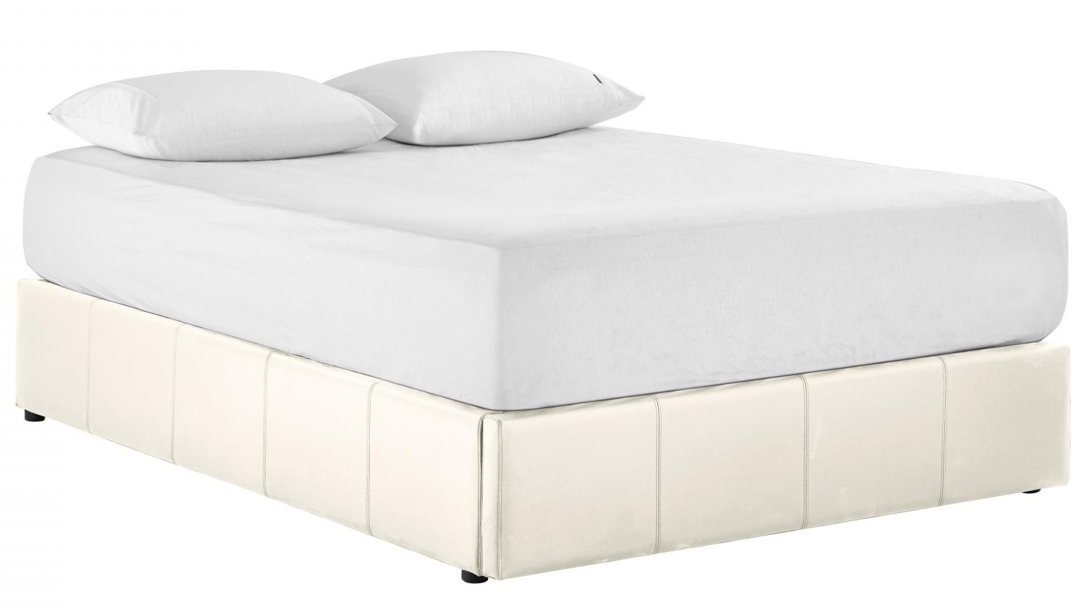 Aria Leather White Bed Base - Queen | Domayne
