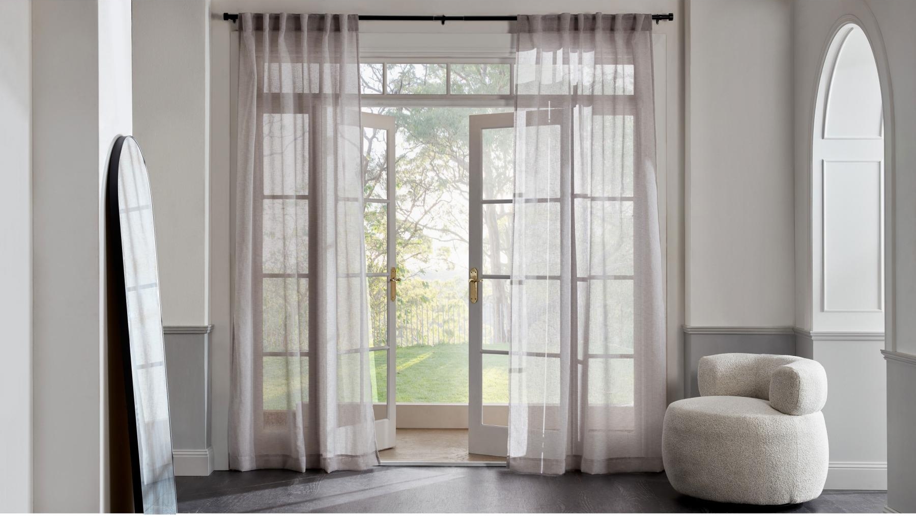 Orson Sheer Single Curtain in Storm | Domayne