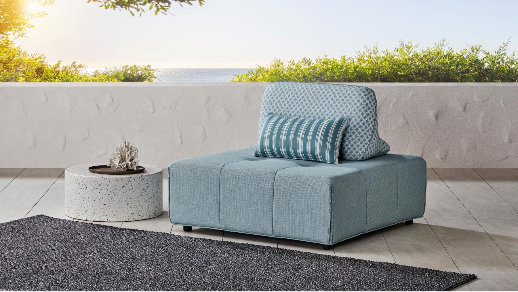Lanikai Outdoor Fabric Lounge Chair - Mykonos | Domayne