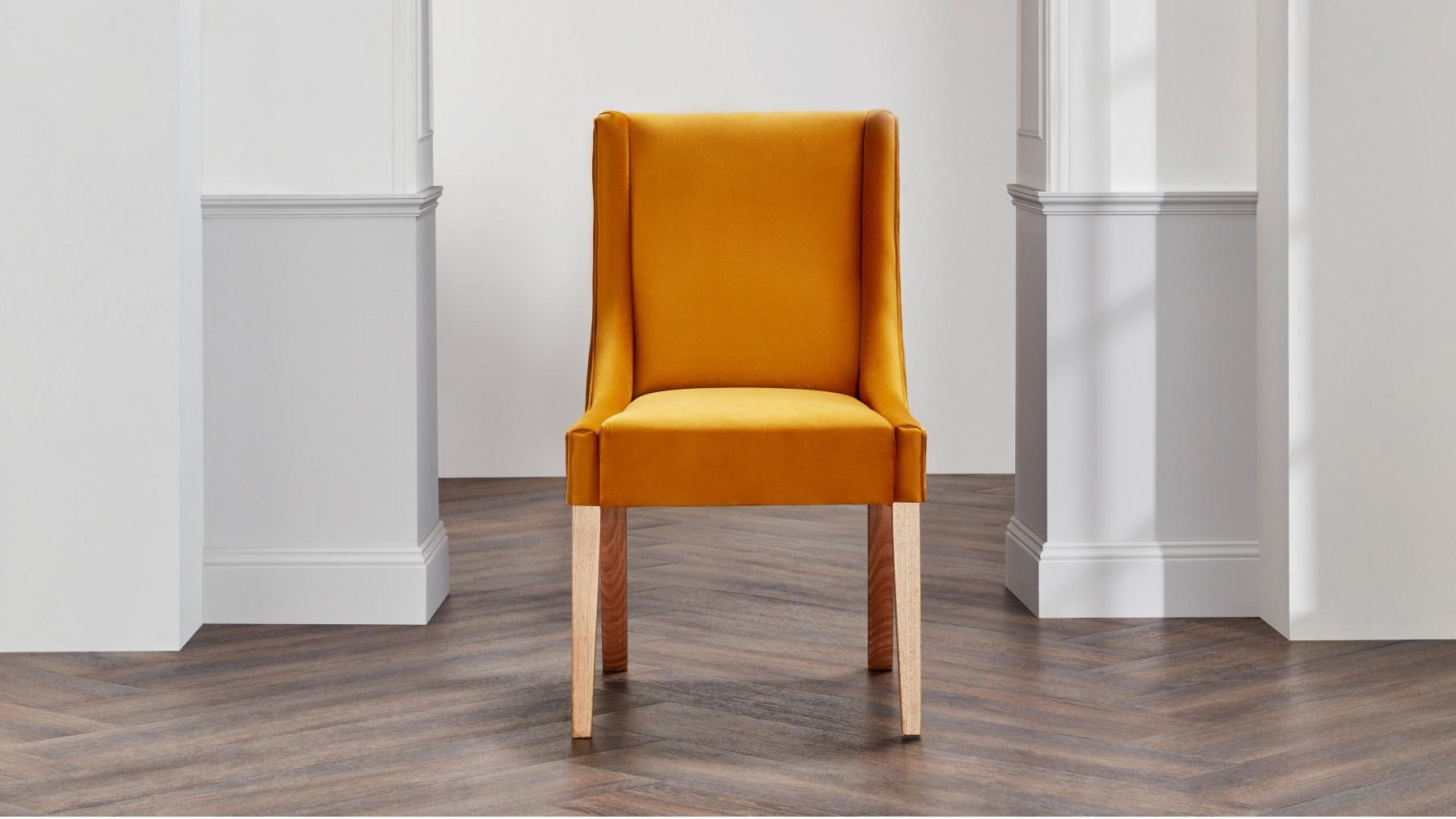 Edwina Fabric Dining Chair in Poeme Gold | Domayne