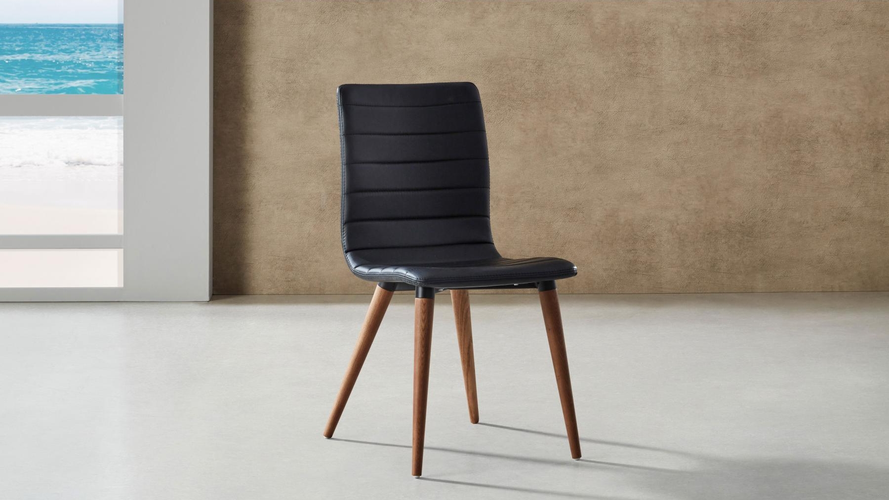 Duplex Walnut Dining Chair - Black | Domayne