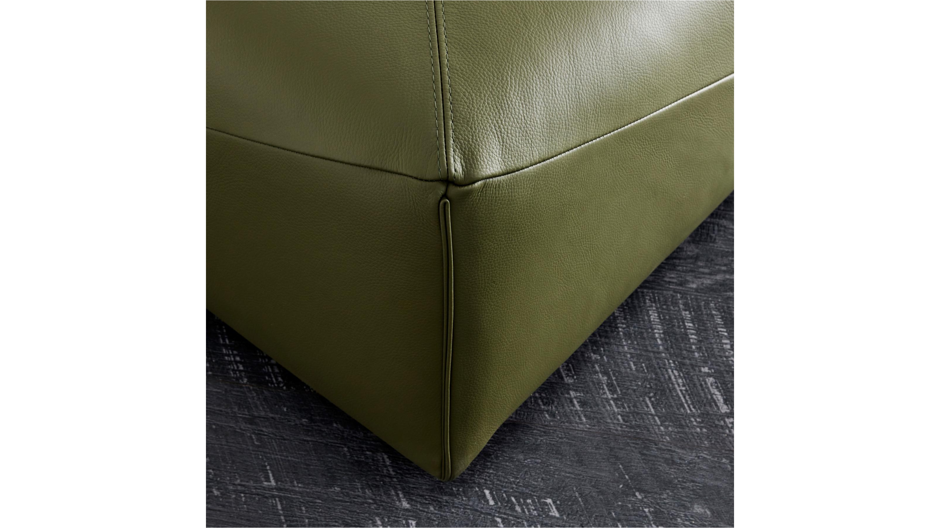 Olive green leather ottoman store
