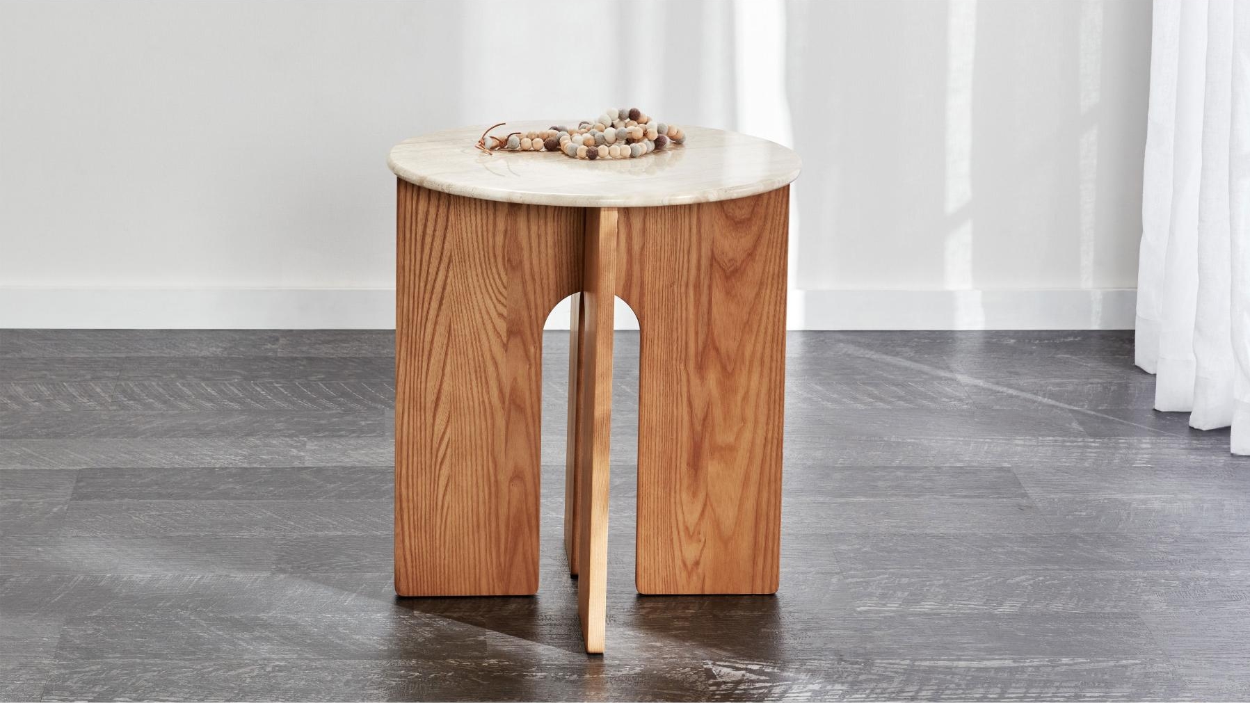 Zara Moon Side Table - Travertine | Domayne
