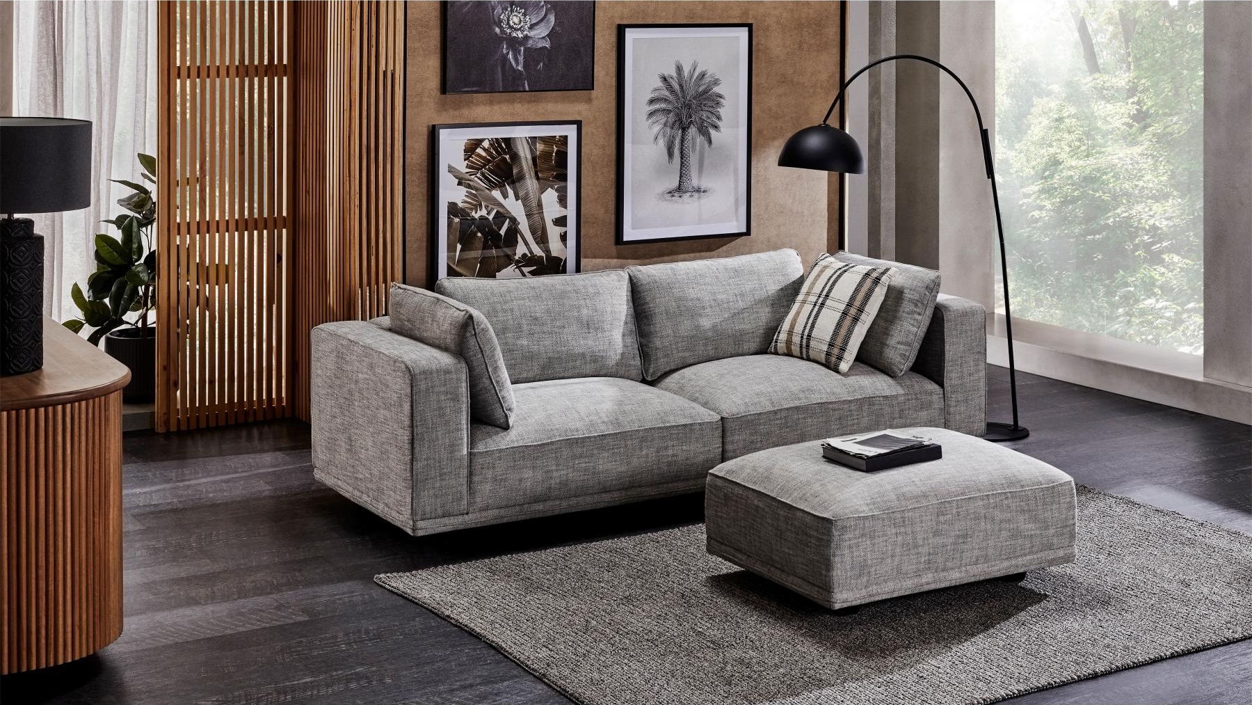 Harlem Ottoman in Pepper | Domayne