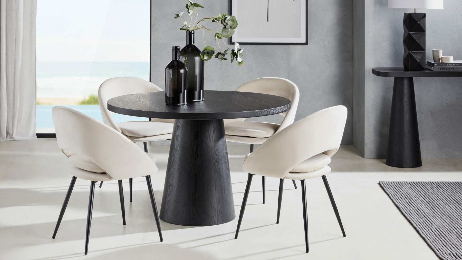 Blair Round Dining Table in Black | Domayne