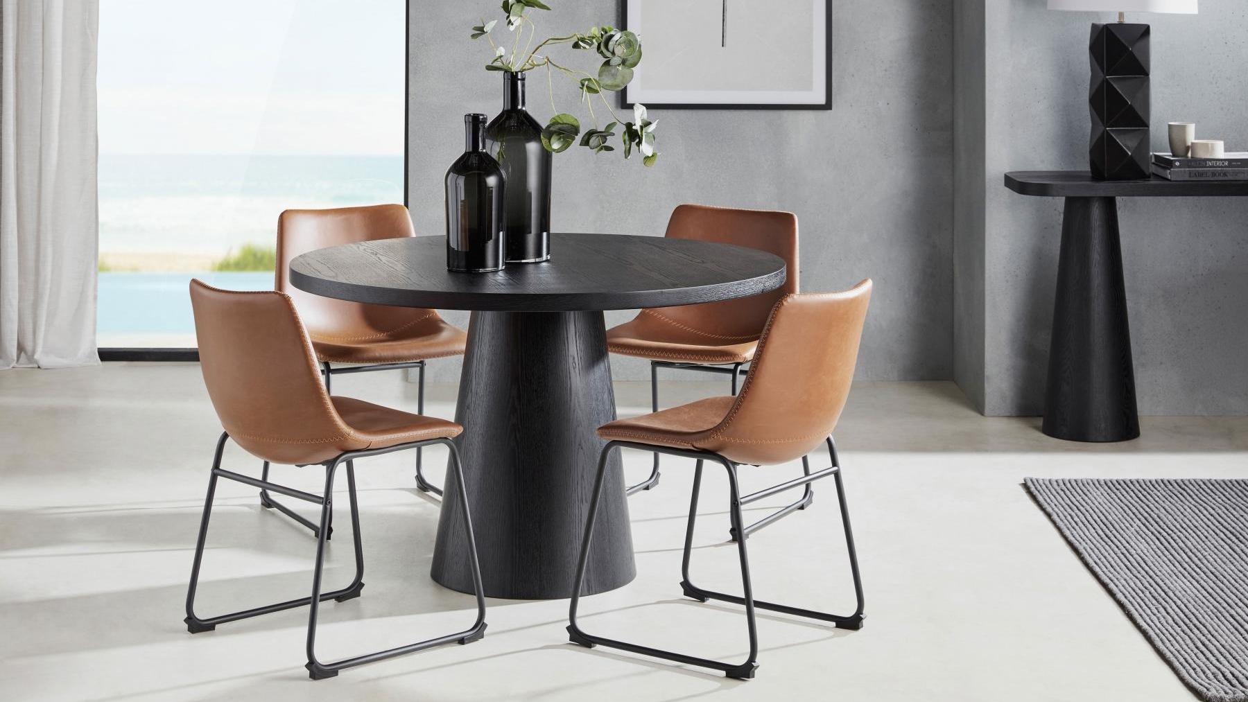 Blair Round Dining Table in Black | Domayne