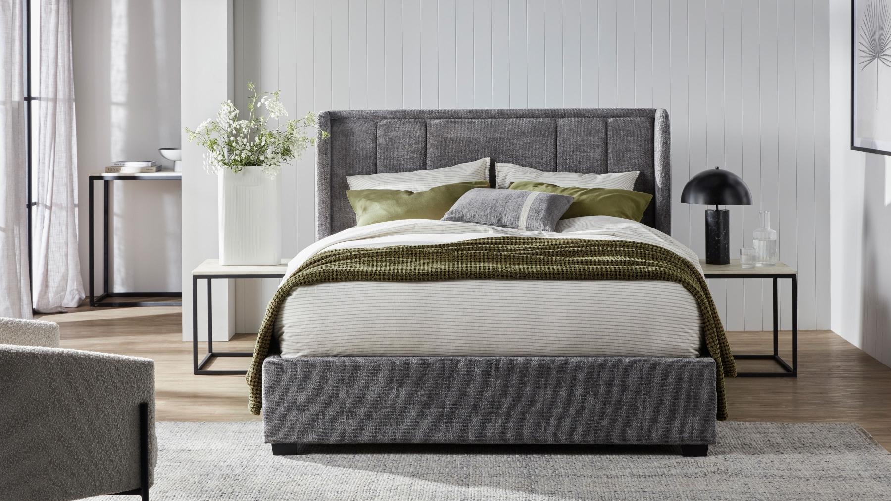 Crawford Queen Bed - Grey | Domayne