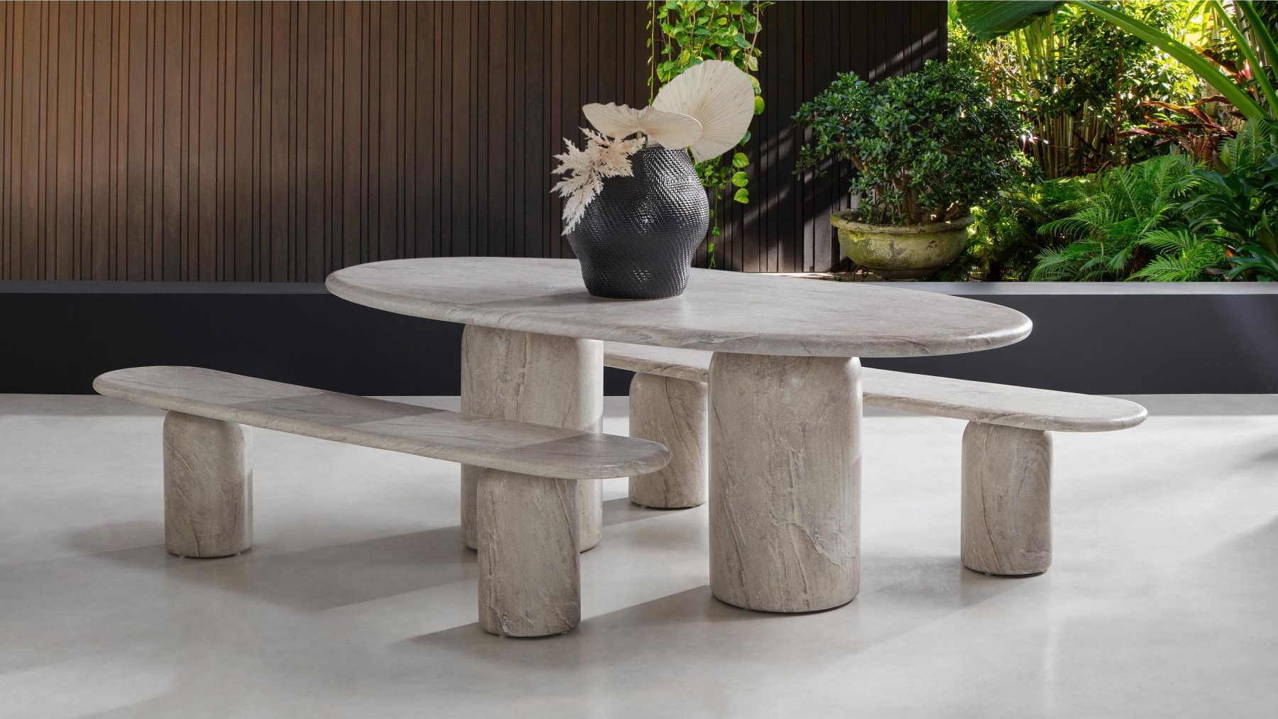 Sascha Outdoor Oval Dining Table in Slate | Domayne