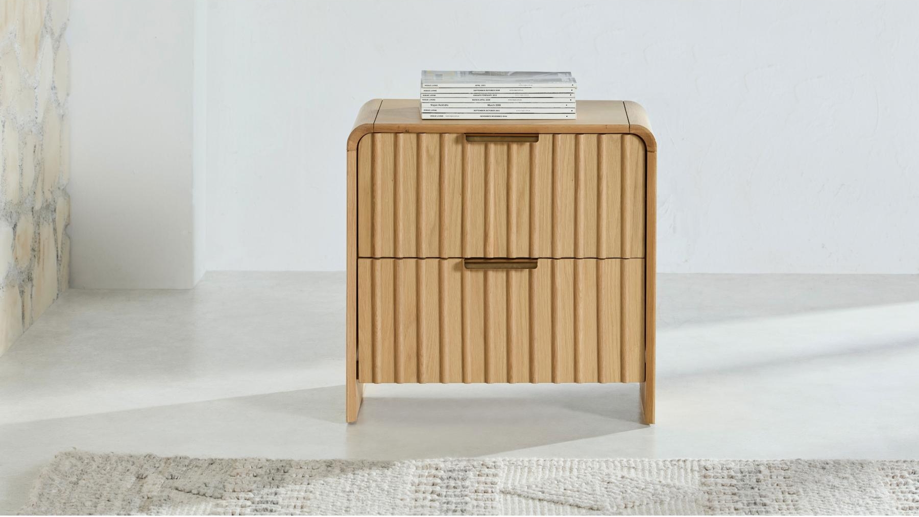 Gus 2 Drawer Bedside Table - Natural Oak | Domayne