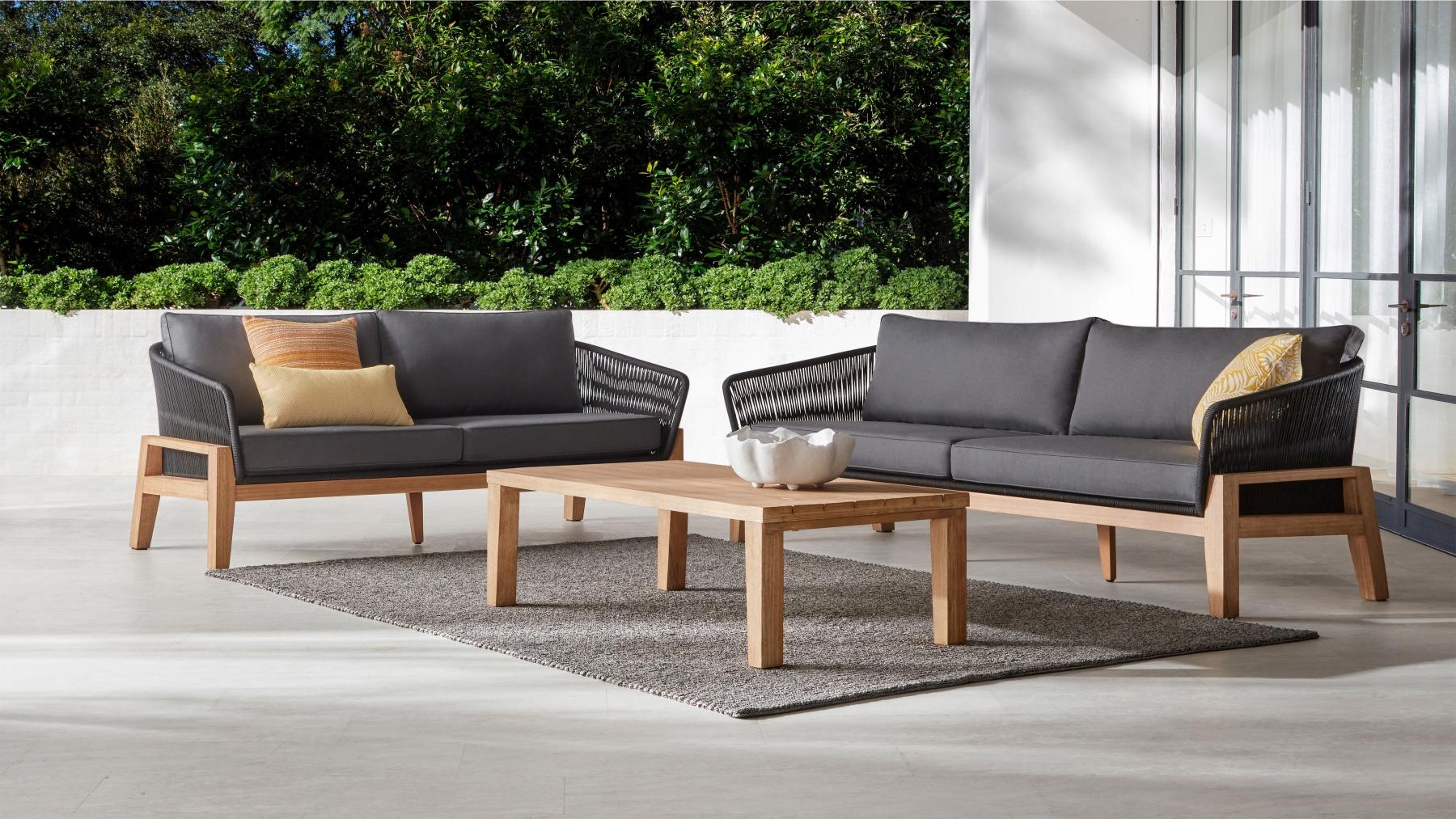 Monument 3-Seater Outdoor Lounge in Black | Domayne