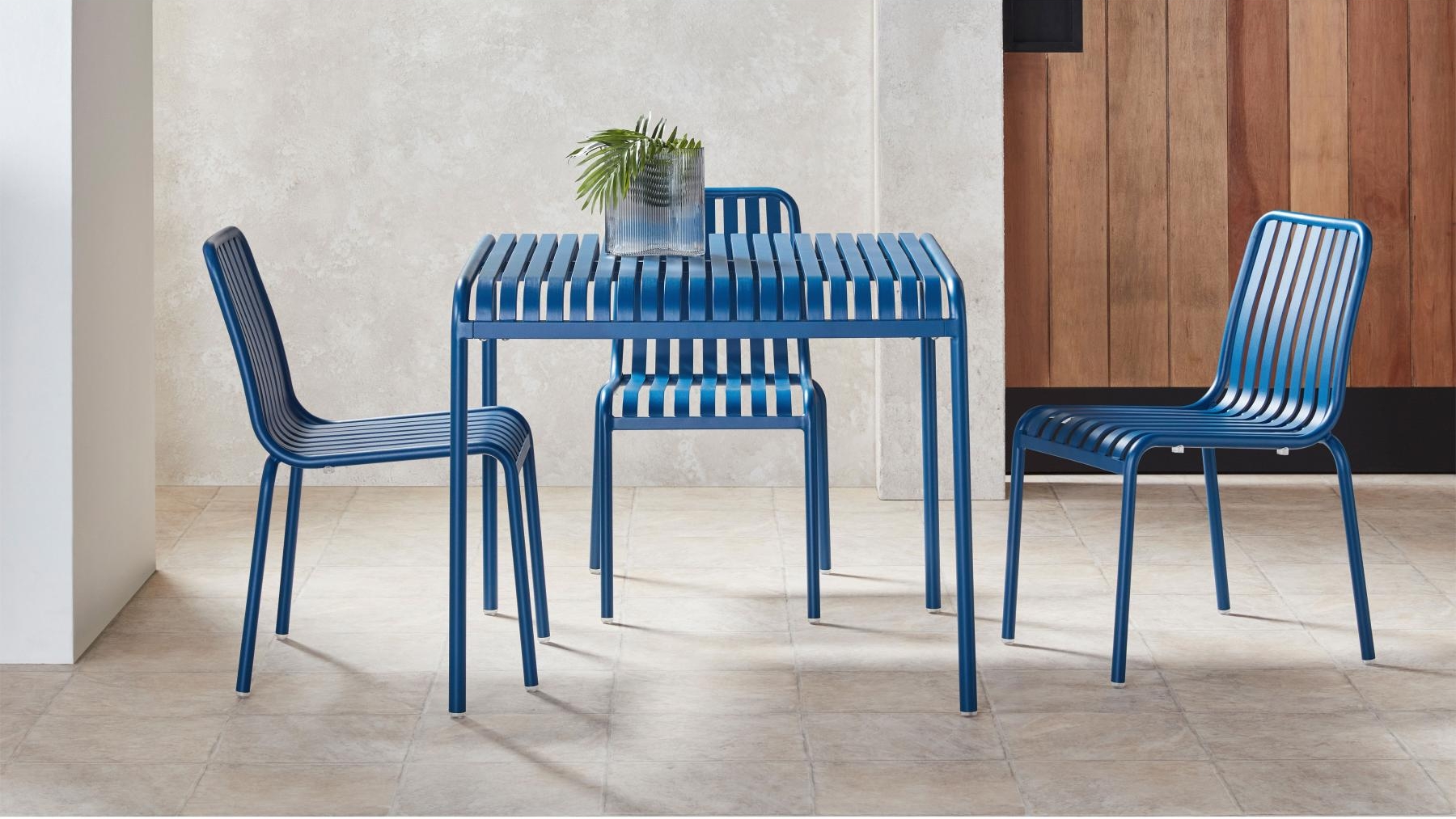 Laney Outdoor Dining Table in Blue - 90cm | Domayne