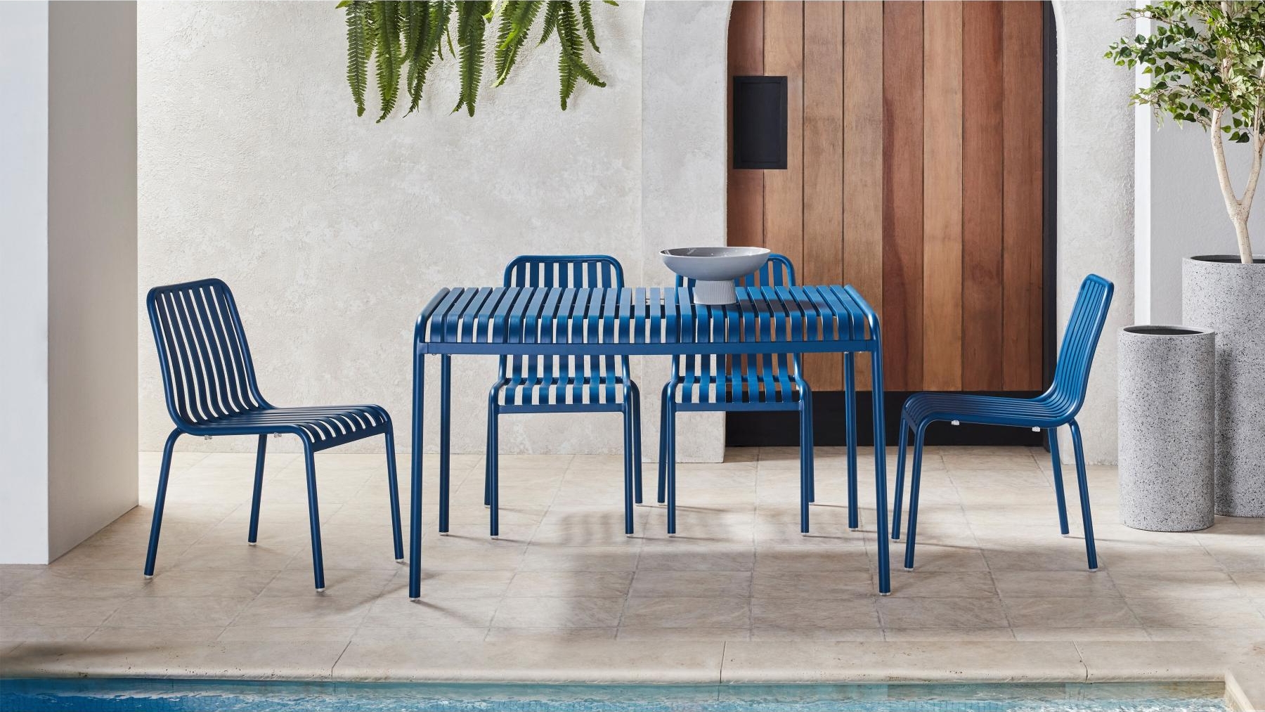 Laney Outdoor Dining Table in Blue | Domayne