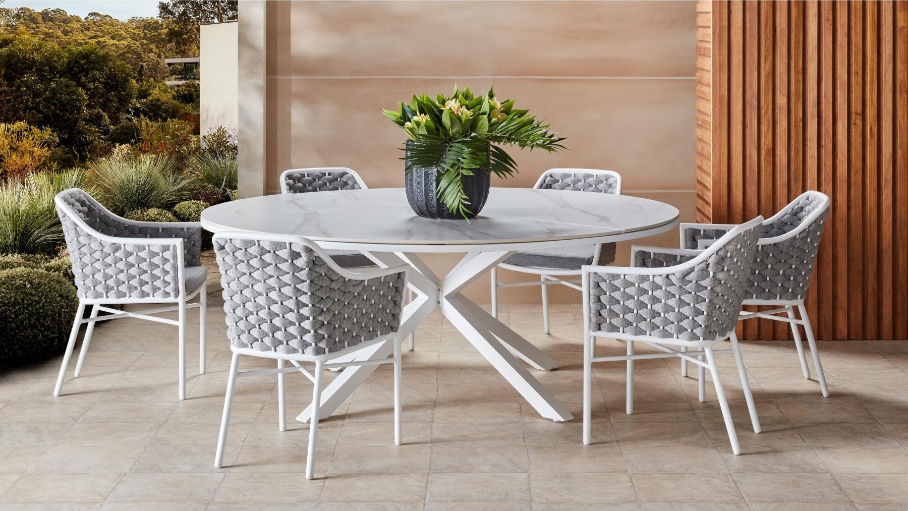 Dakota Outdoor Dining Chair in White | Domayne