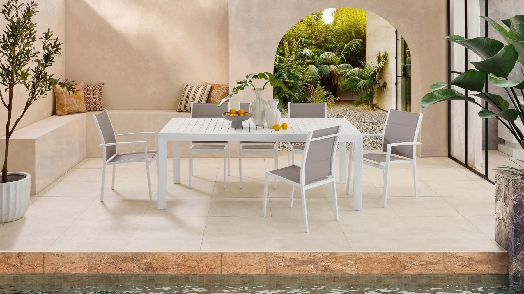 Harmony Outdoor 200cm Extension Dining Table in White | Domayne