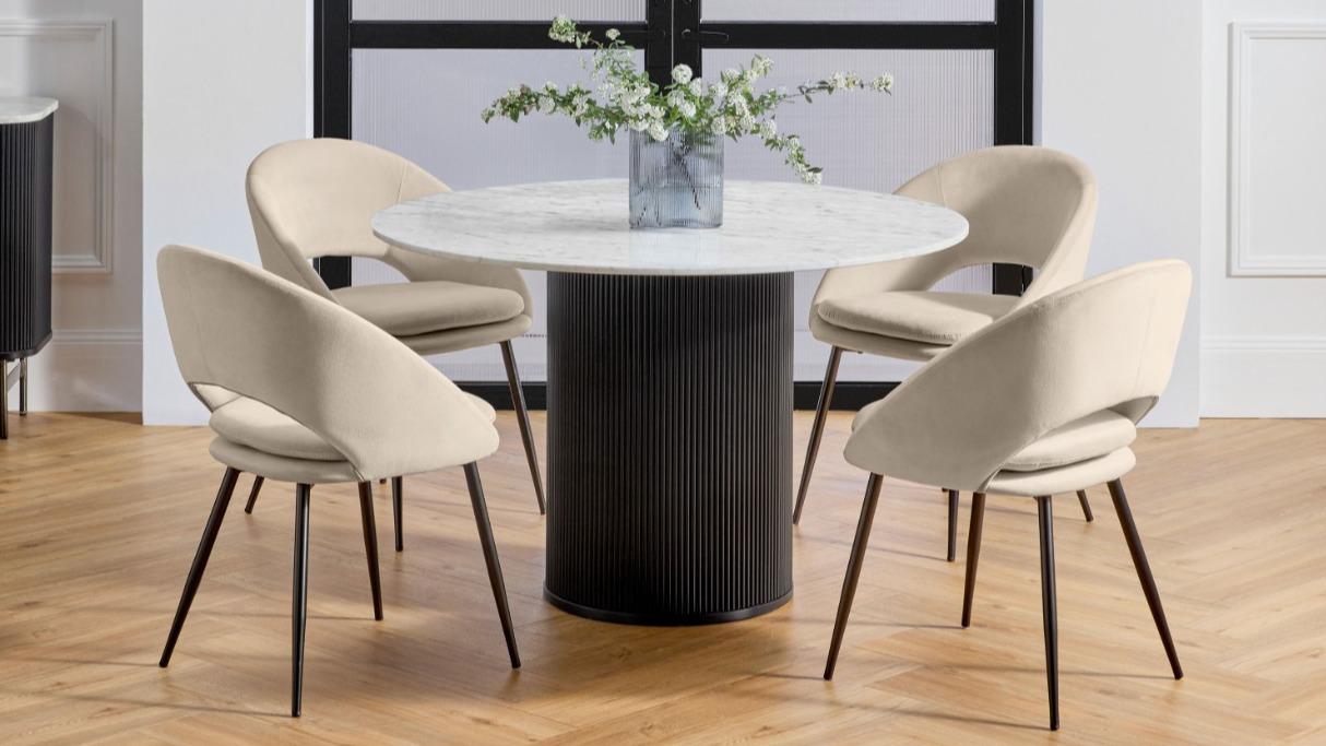 Valen Round Marble Dining Table | Domayne