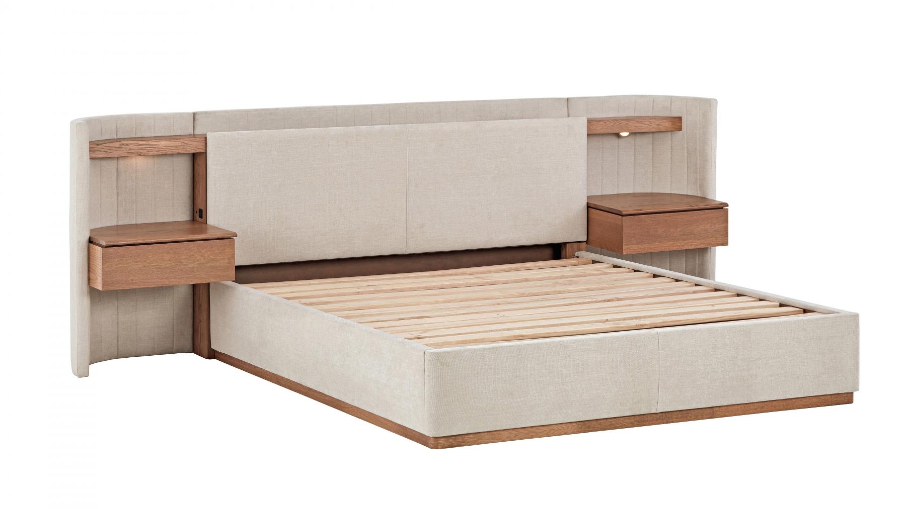 Ora Extended Bed with 2 Floating Bedsides - King | Domayne